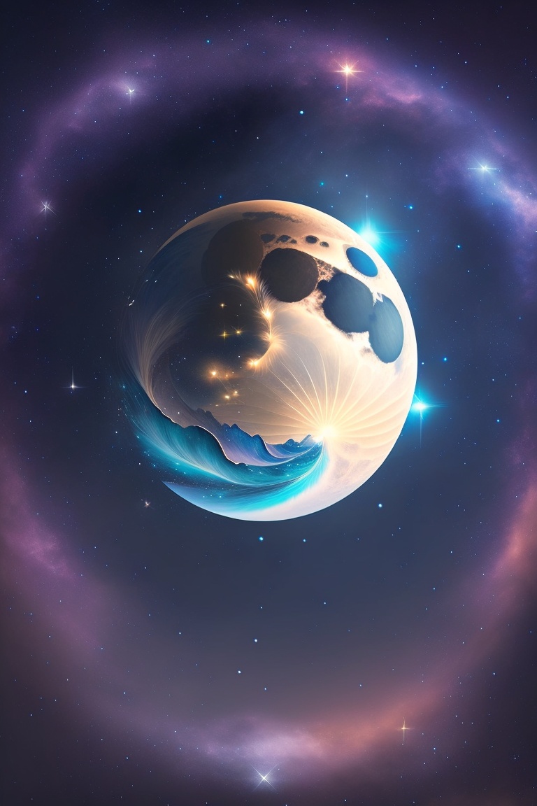 Lexica - Illustrate a celestial moon and stars tattoo, with ethereal ...