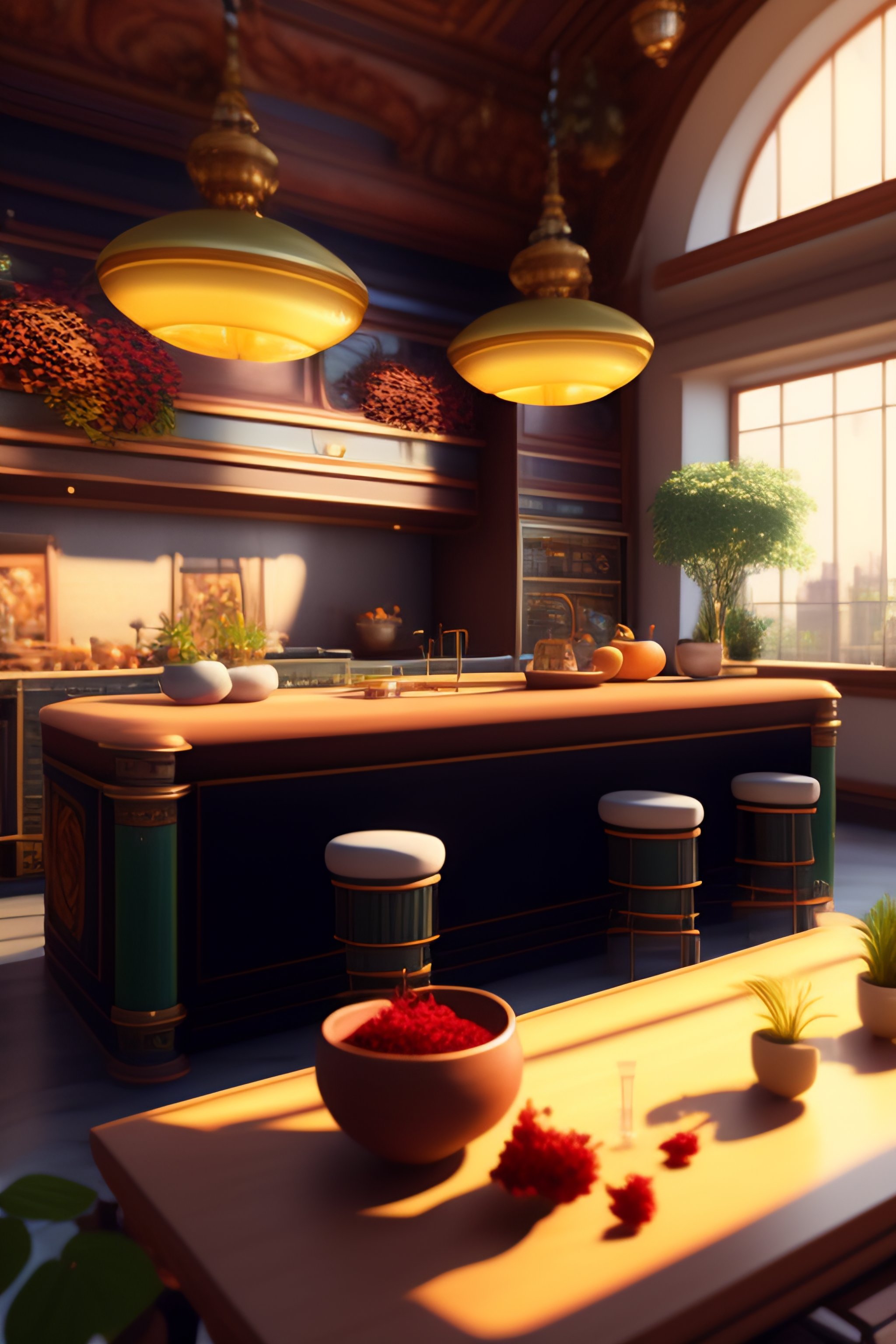 Lexica - Beautiful open kitchen in the style of elena of avalor ...