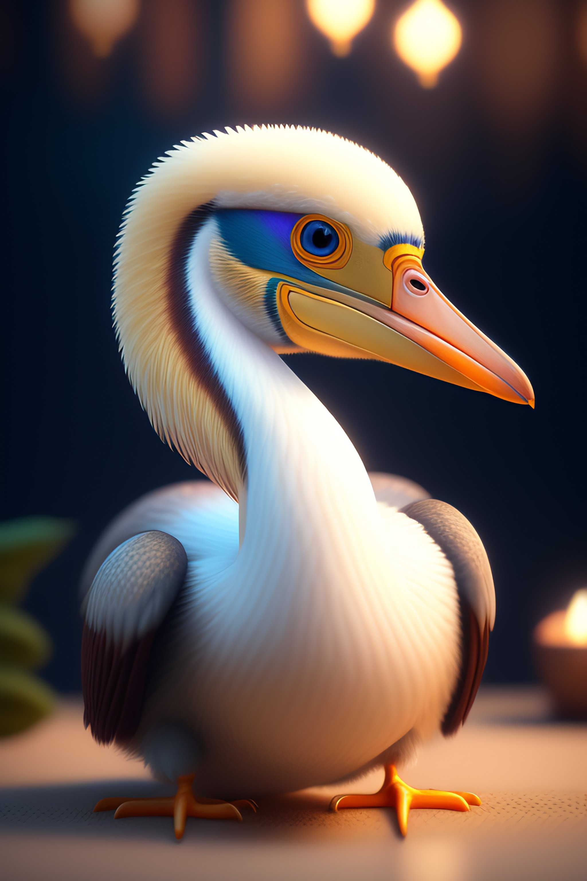 Lexica - Cute pelican,unreal engine, cozy indoor lighting, artstation ...