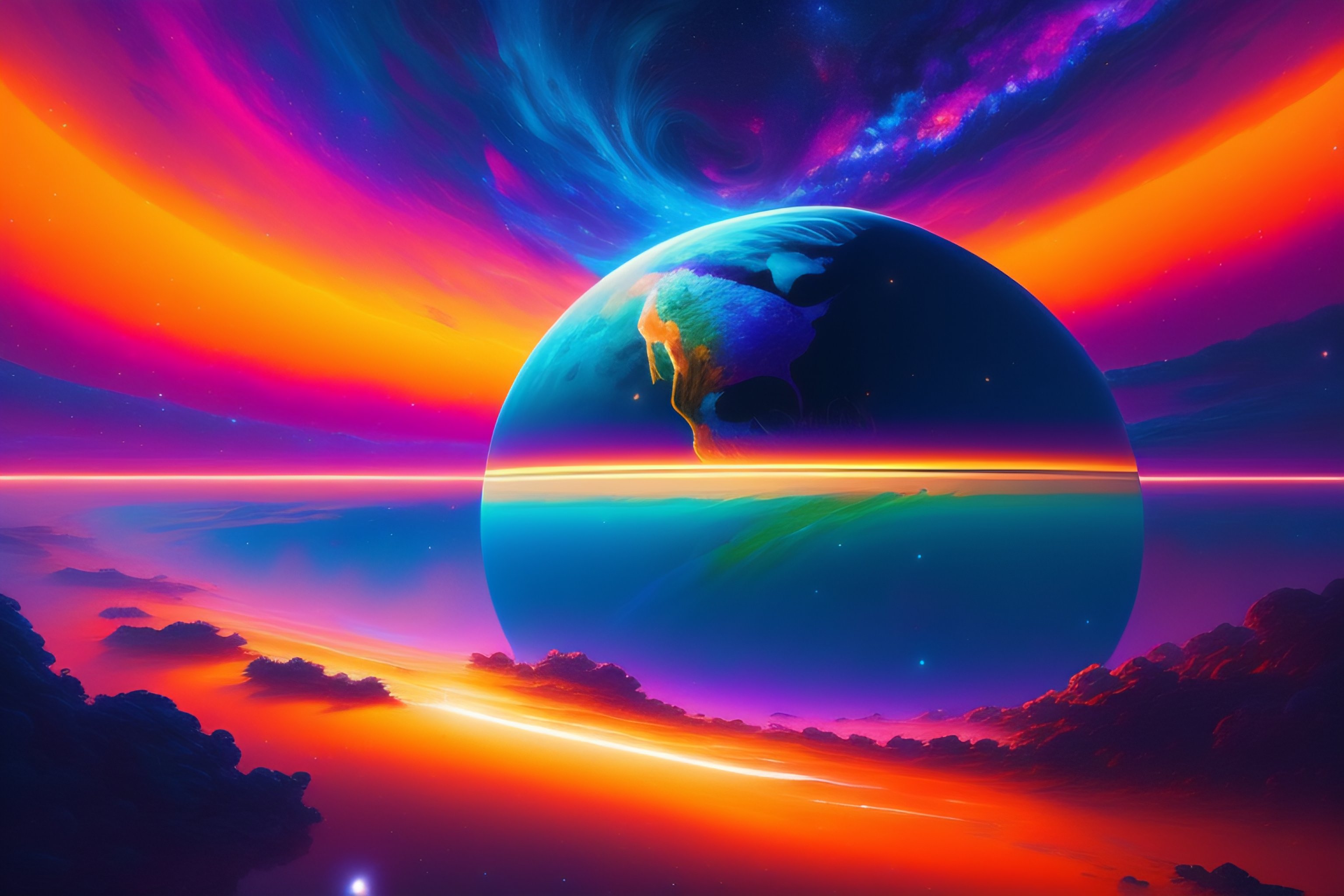 Lexica - Cosmos orbit world within a world milky way, highly saturated ...