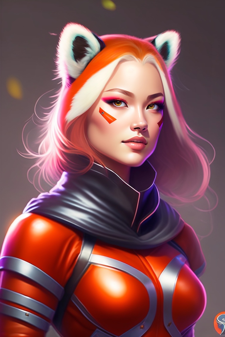 Lexica - Red panda superhero beautiful women