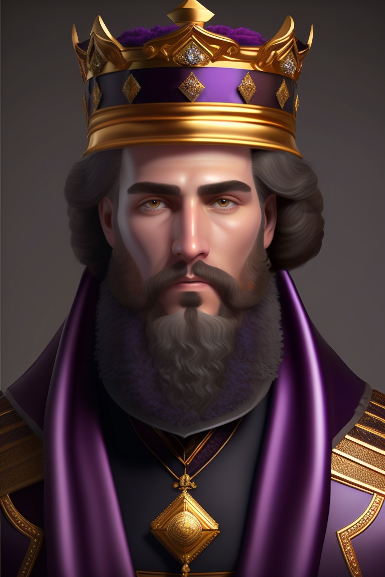 Lexica - King Solomon, king's clothes in purple and gold, crown on his ...