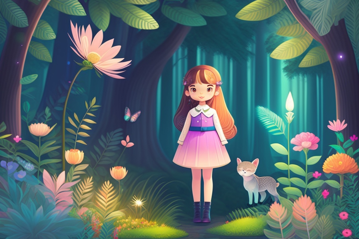 Lexica - An illustration of the enchanted forest, with tall, lush trees ...