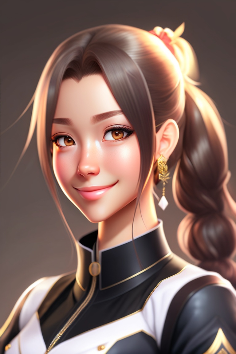 Lexica - Portrait of an anime character hyper realistic black ponytail ...