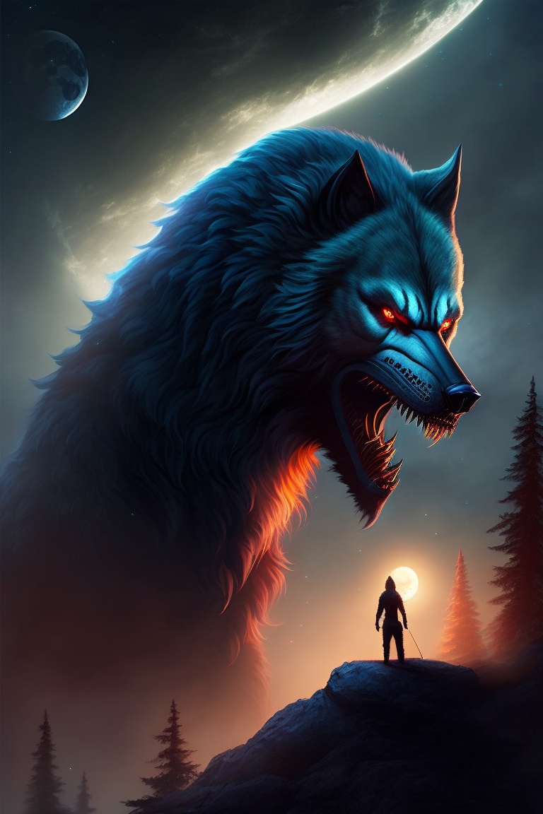 Lexica - The eerie howl pierces the night as a werewolf, with its ...