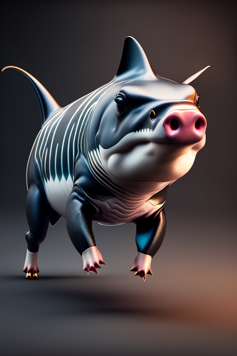 Lexica - Pig shark hybrid black and white, photo realistic, realistic ...