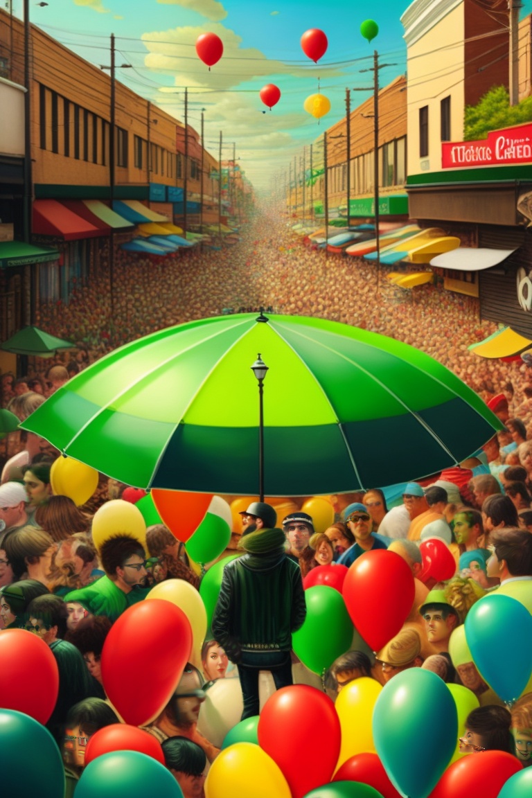 Lexica - A street filled with lots of people and balloons, cd cover ...