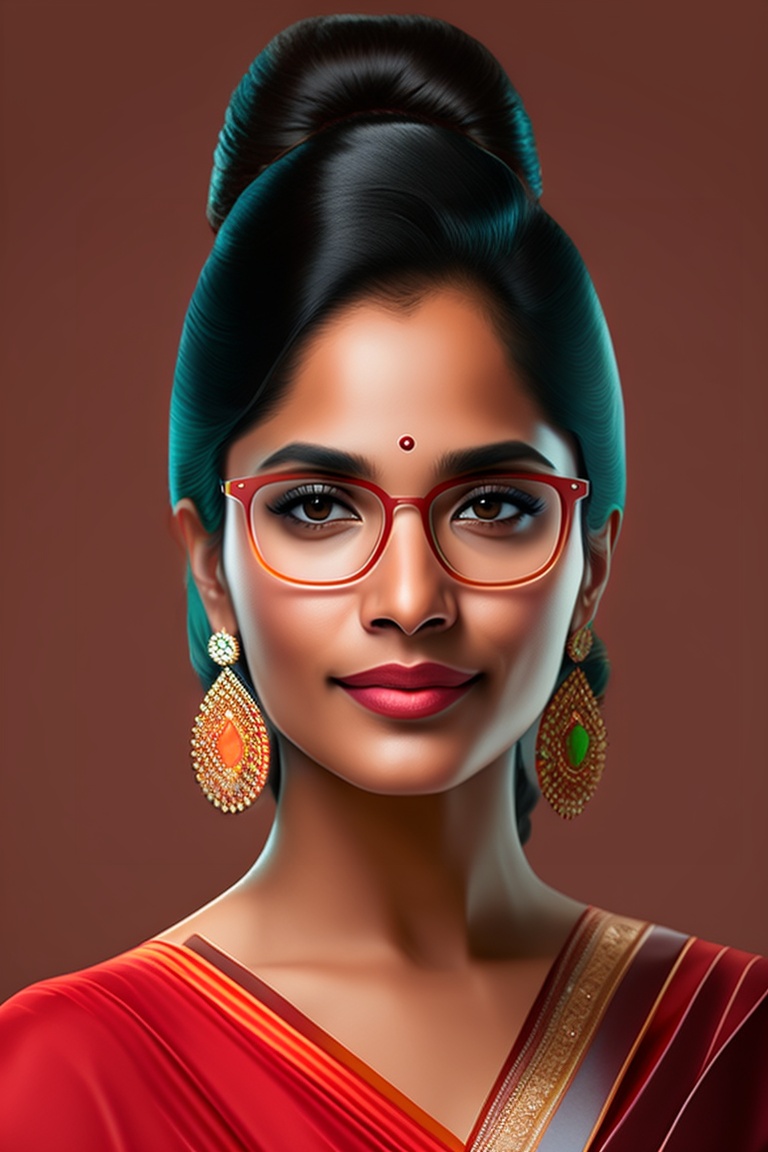 Lexica - Simple indian lady teacher wearing spectales, lips closed ...