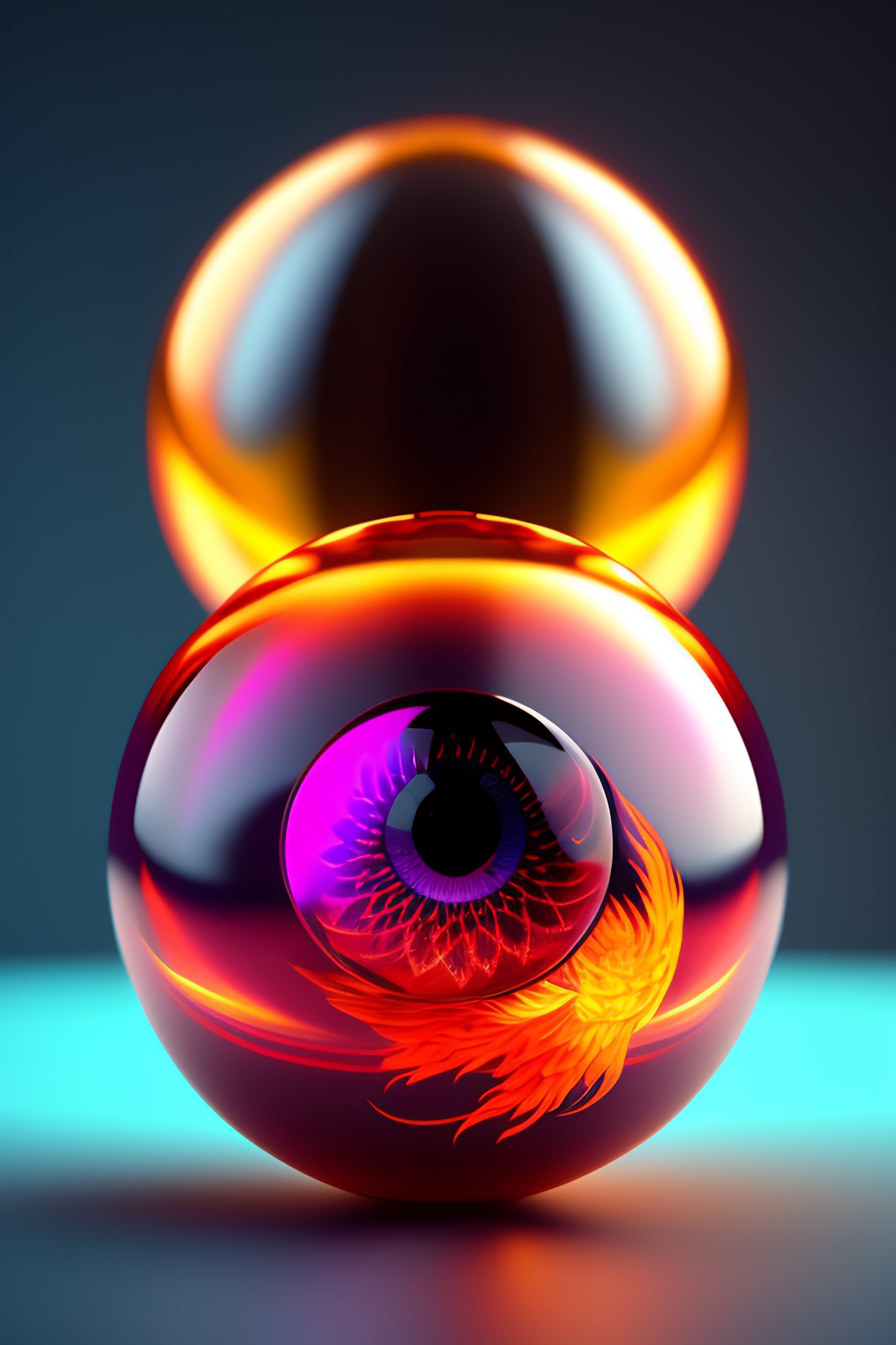 Lexica - A cute adorable baby phoenix made of crystal ball with low ...