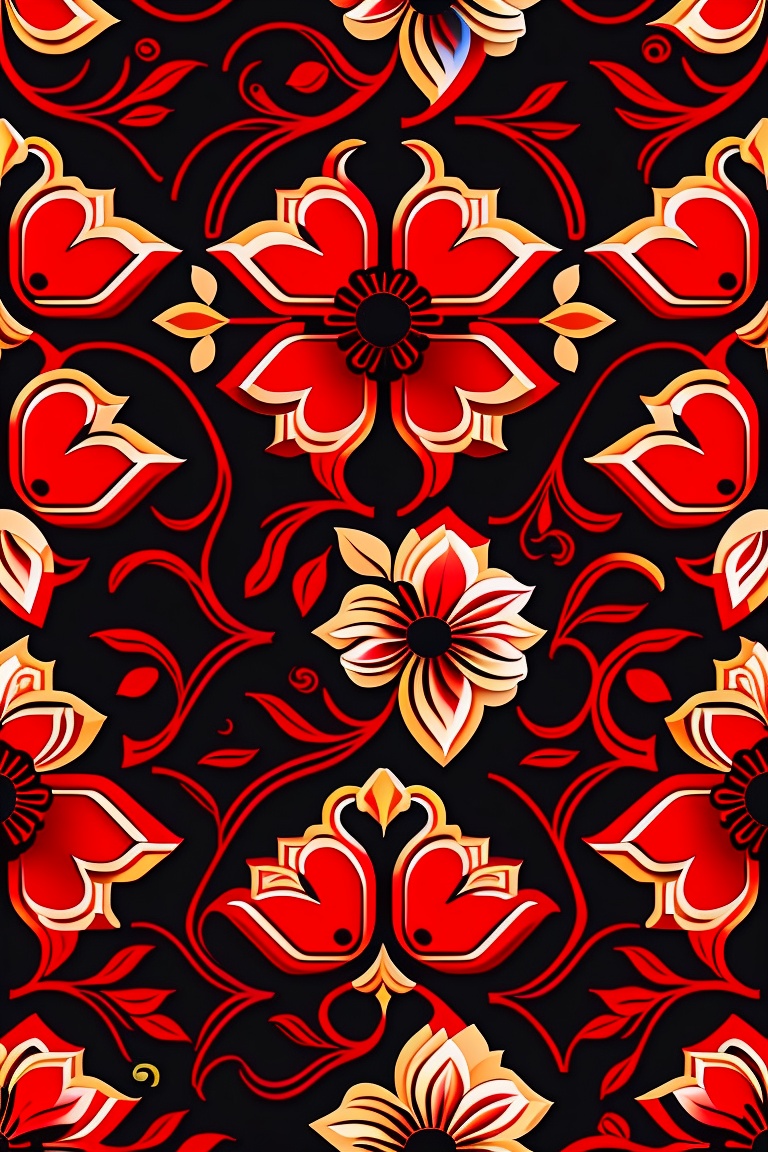 Lexica - Seamless pattern, indonesia culture, red and black, 4k, detail