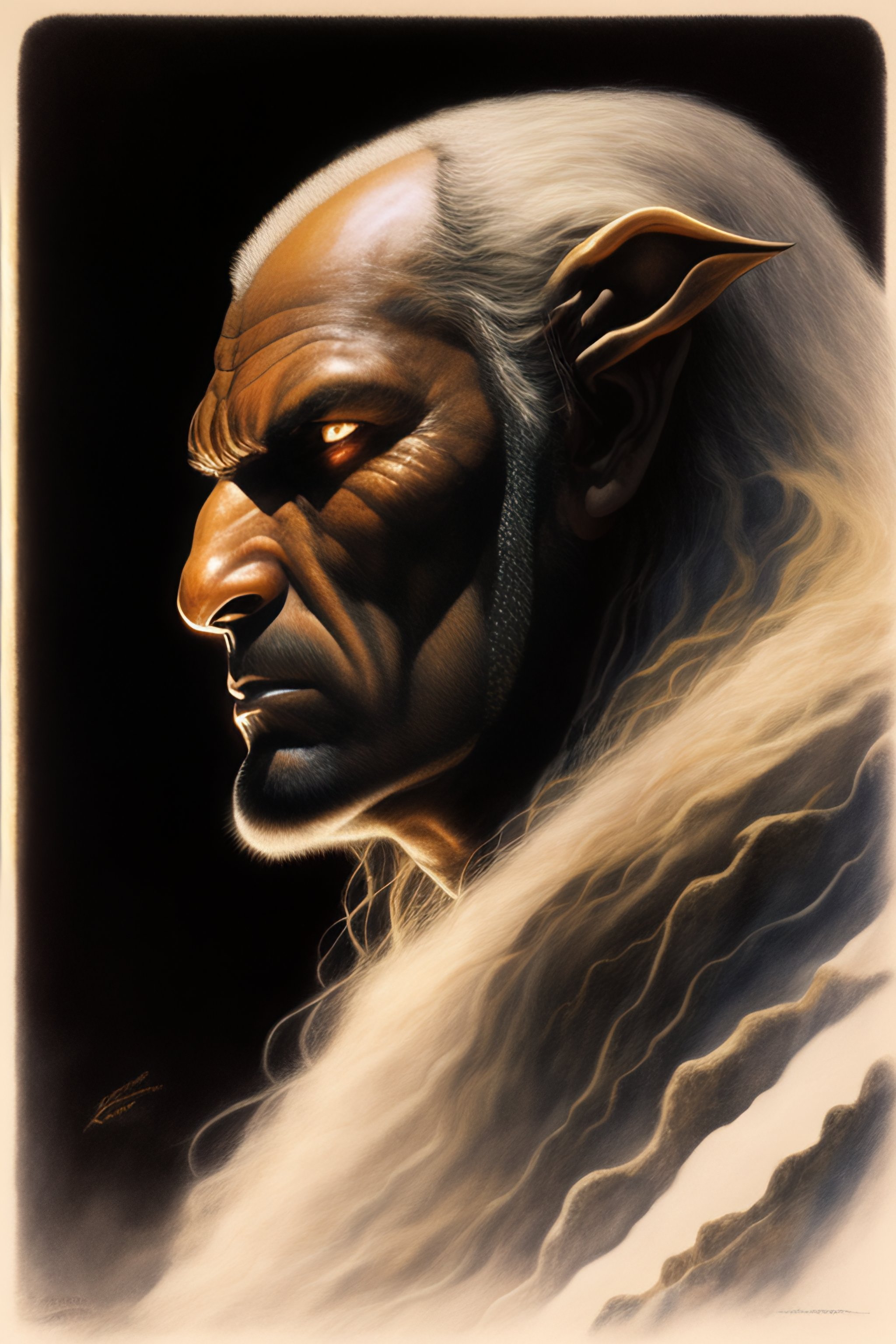 Lexica - Portrait of the Balrog from Lord of the Rings drawn by Alan Lee