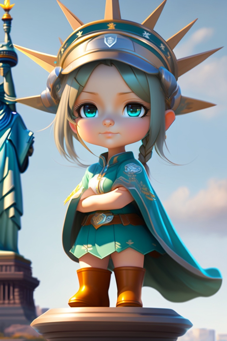 Lexica - Cute Anime girl in pose of Statue of Liberty, anime, trending ...