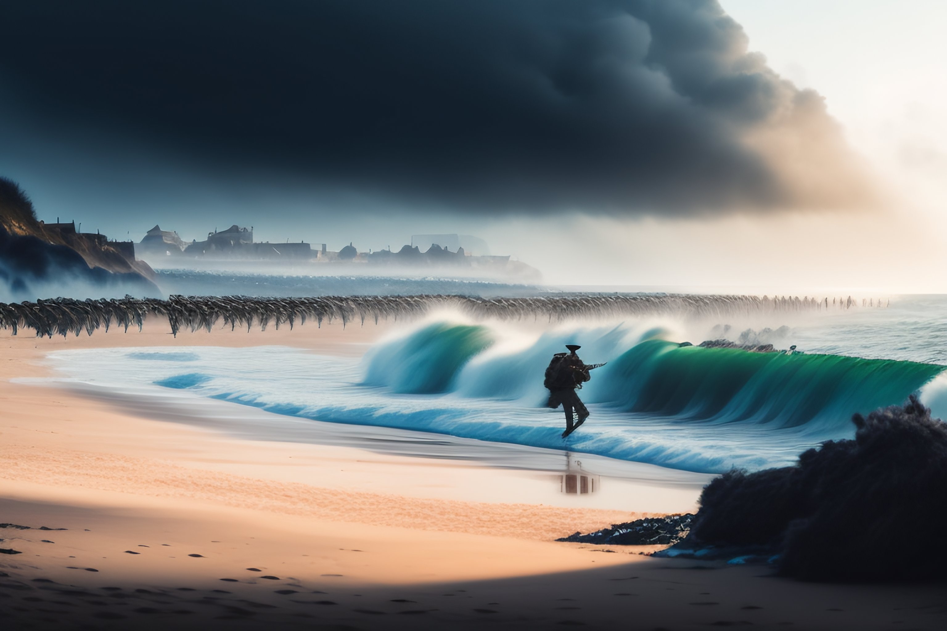 Lexica - A digital painting of Normandy's beach, Second World War, 1945 ...