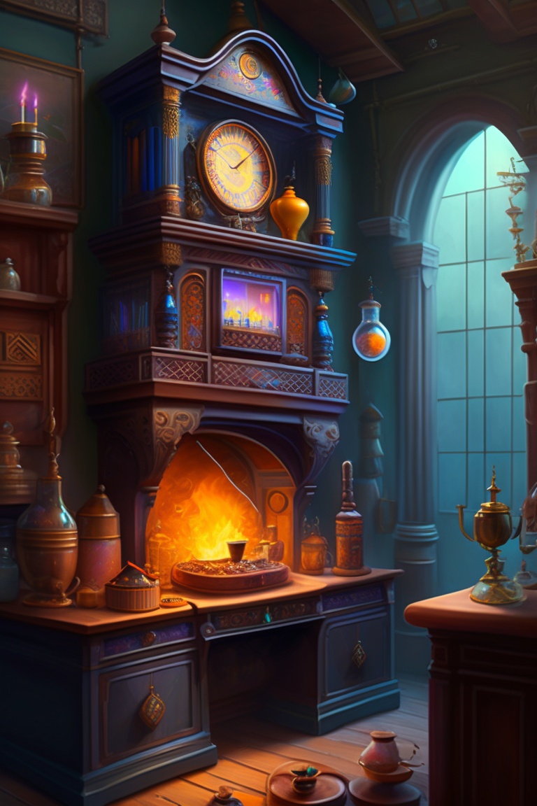 Lexica - Surreal abstract painting of a cluttered fantasy medieval ...