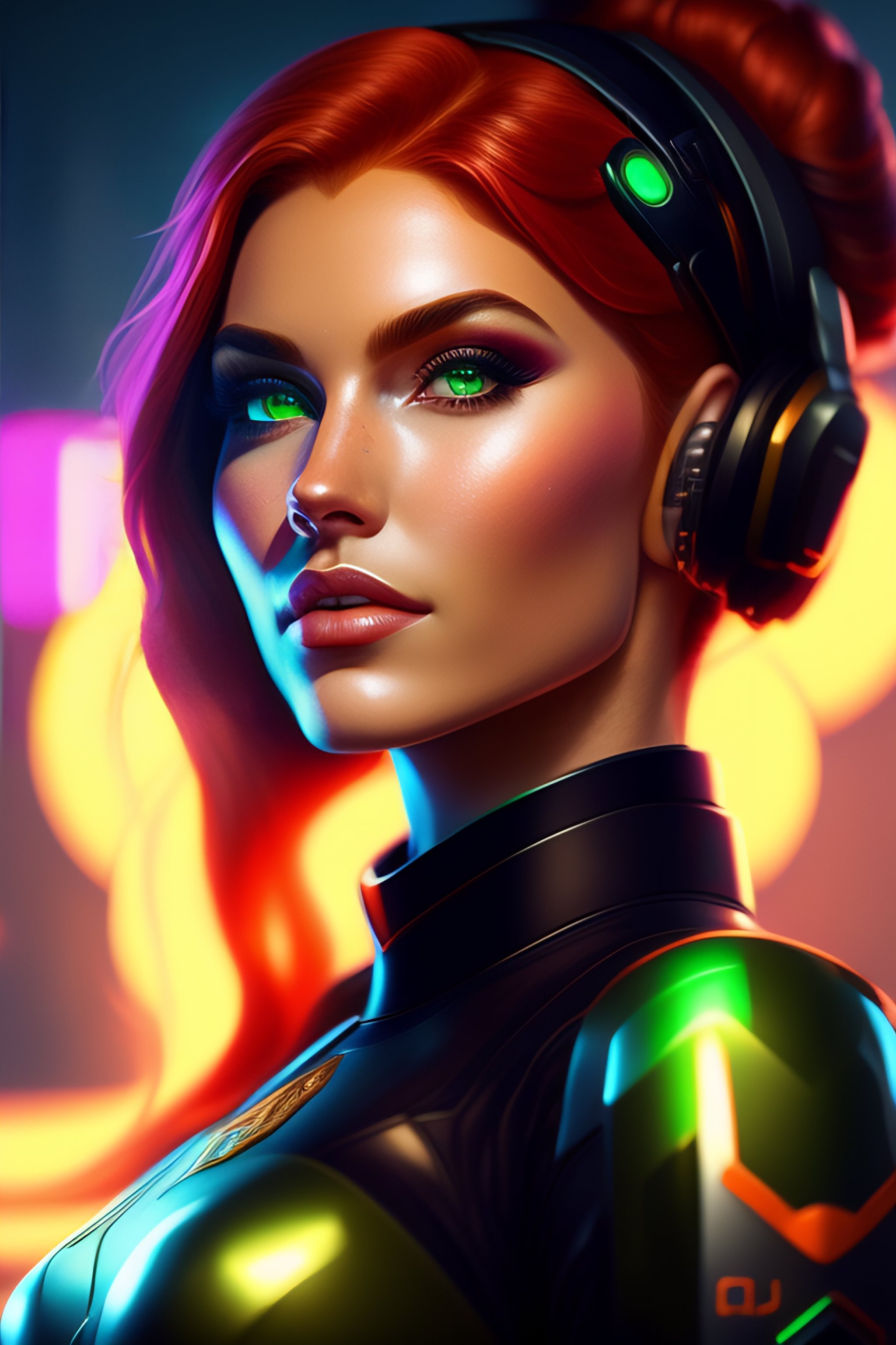 Lexica - SARA FREGONAS portrait, redhead, slightly round face, green ...