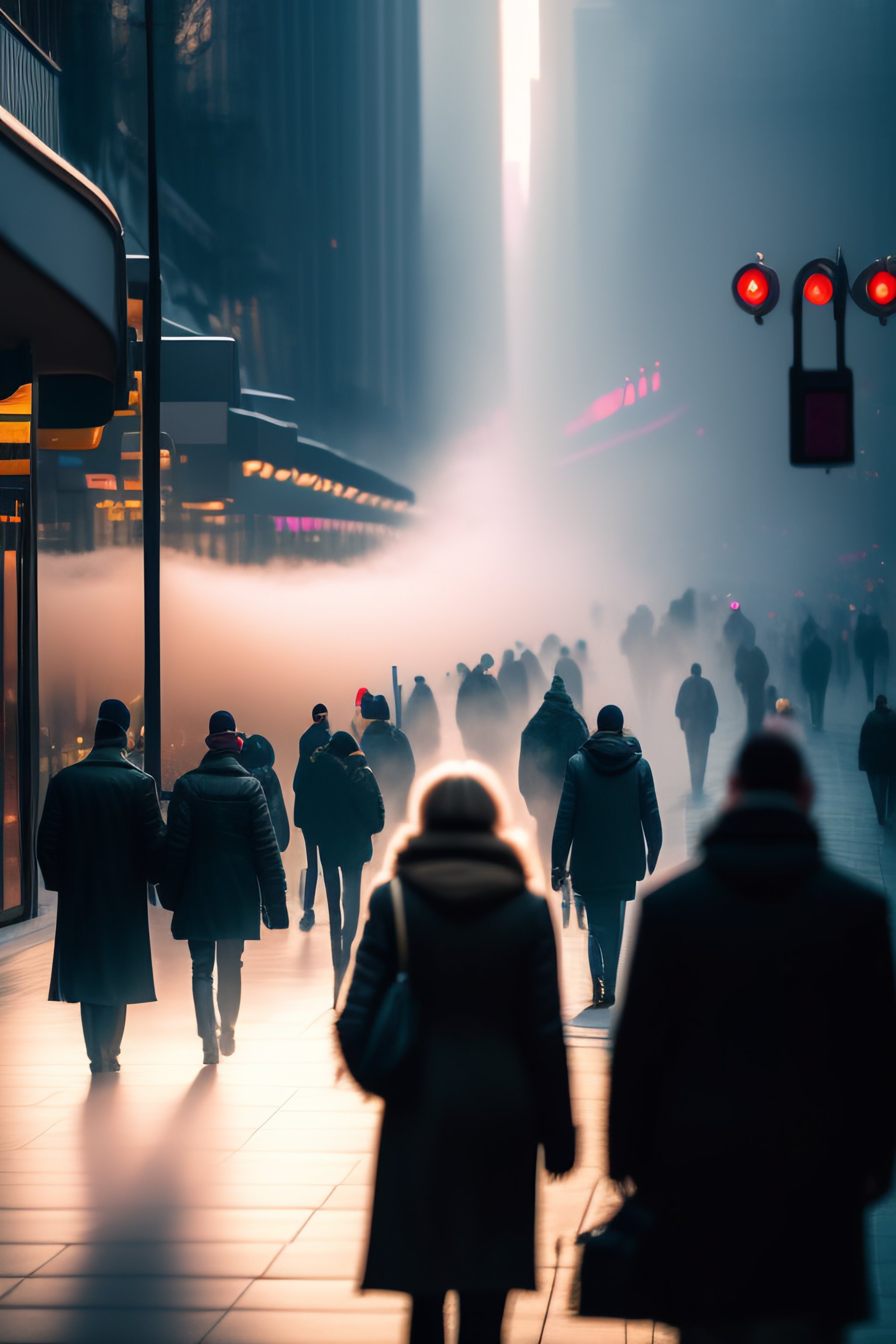 Lexica - Diffuse Busy metropolitan city with mist and sunlight with ...