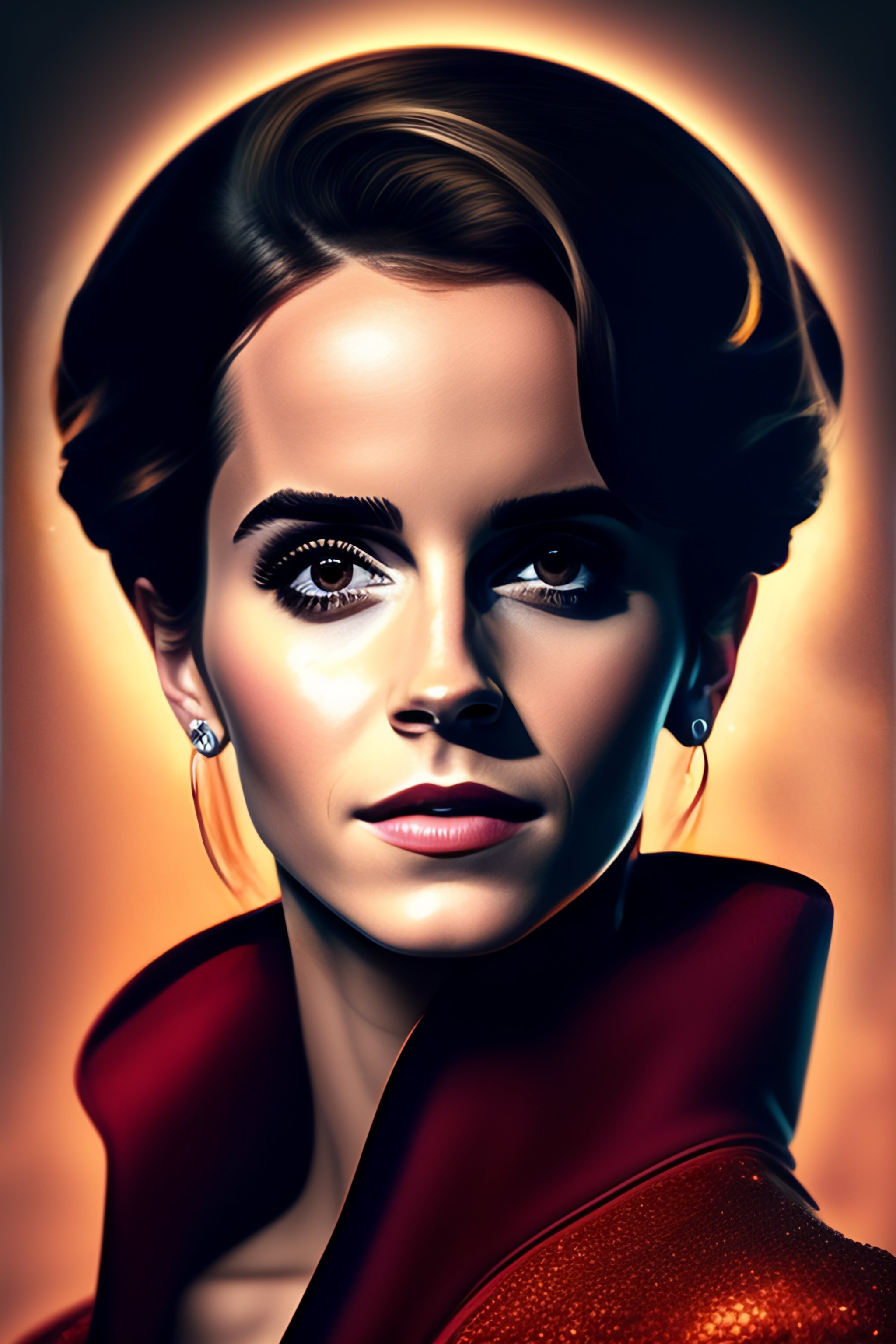 Lexica - Portrait of Emma Watson with a giant forehead in style of mars ...