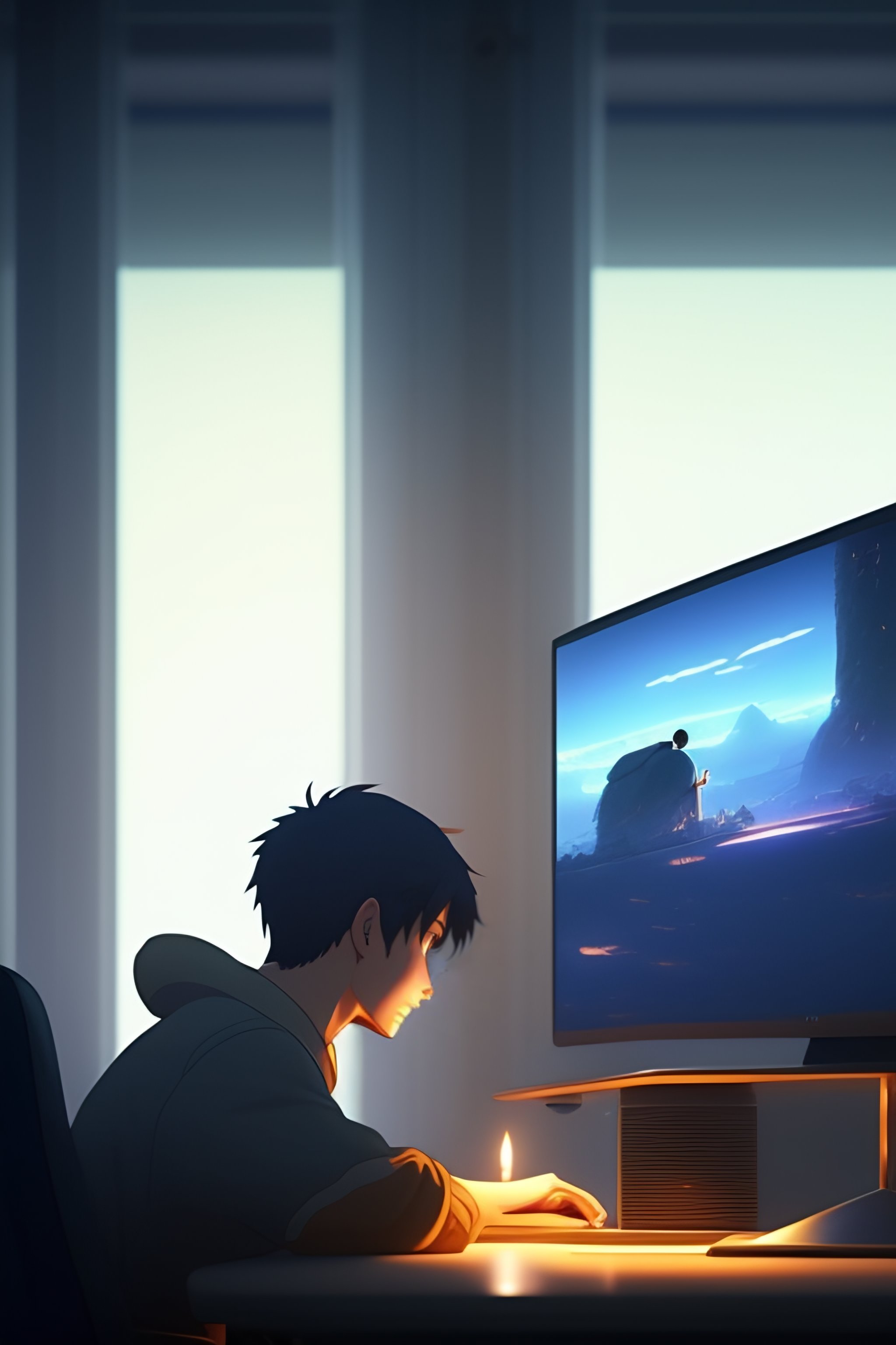 Lexica - A nerd man studying on multiple monitors at his desk, by ...