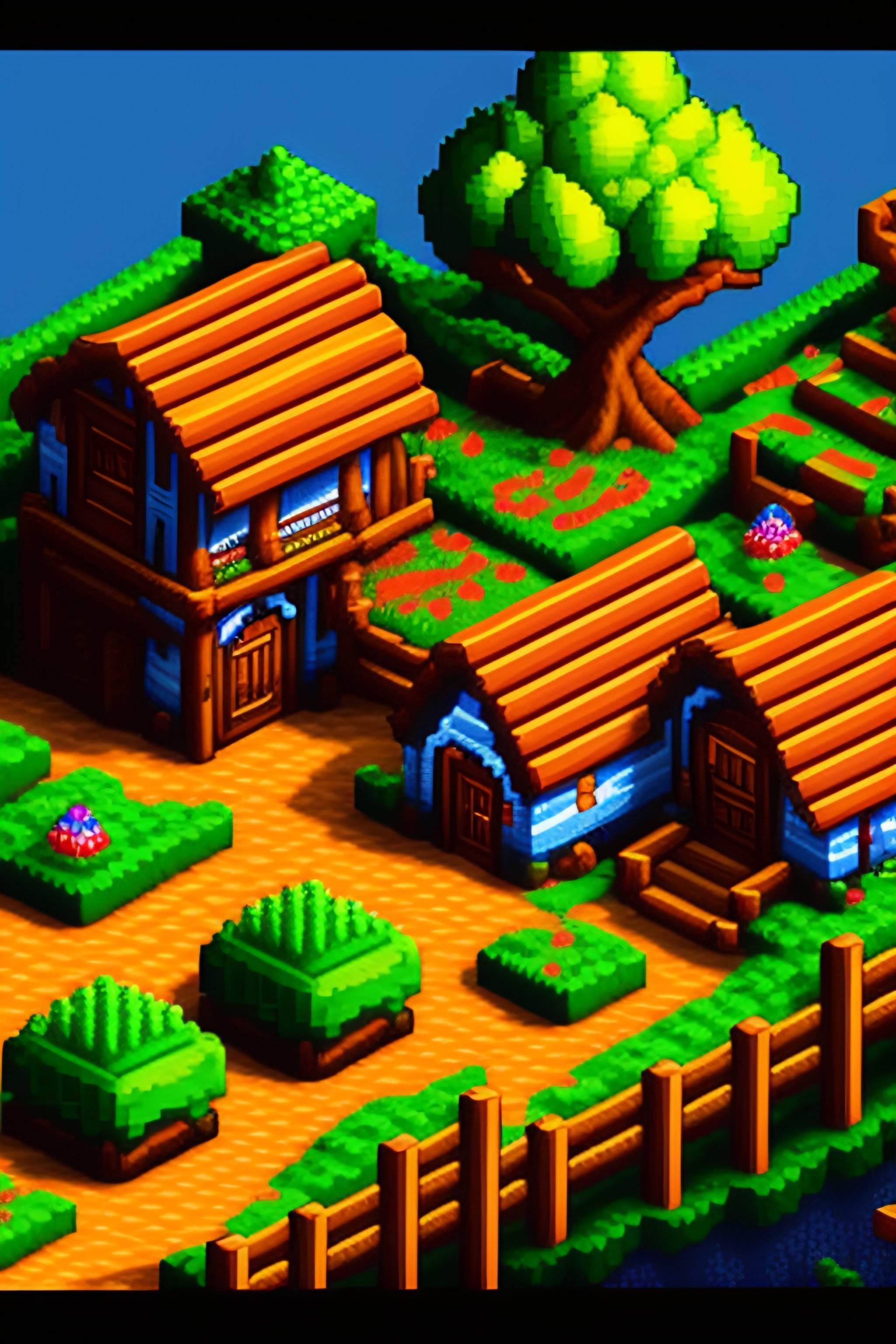 Lexica - Isomorphic pixel art farmville
