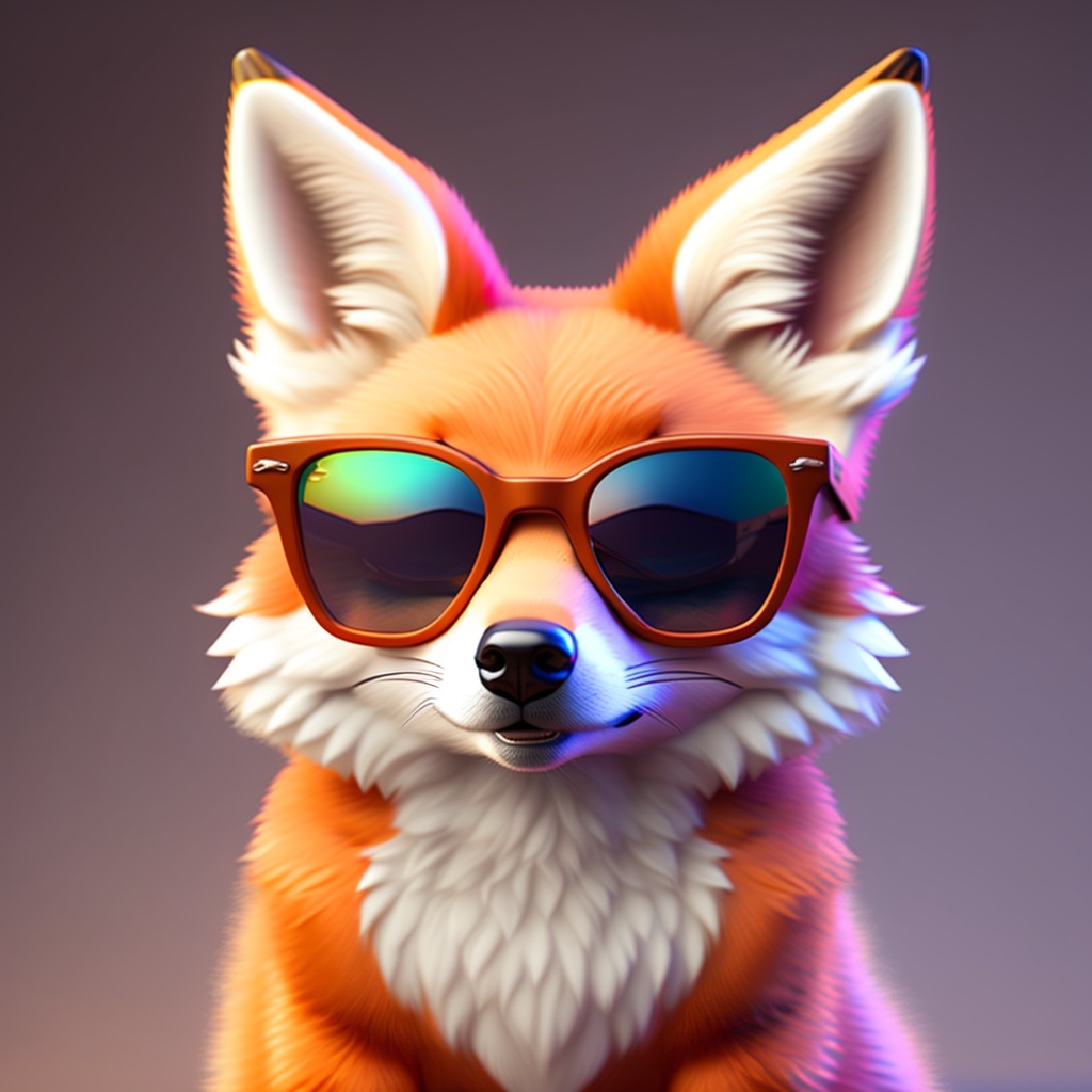 Lexica - Portrait of a cartoon fox wearing sunglasses, in the style of ...