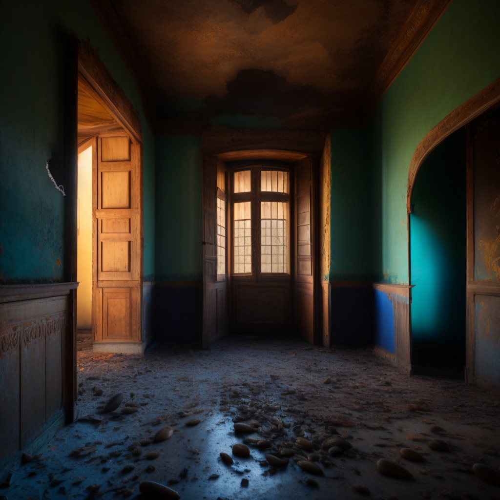 Lexica - The very old room, abandoned house, peeling walls. all walls ...
