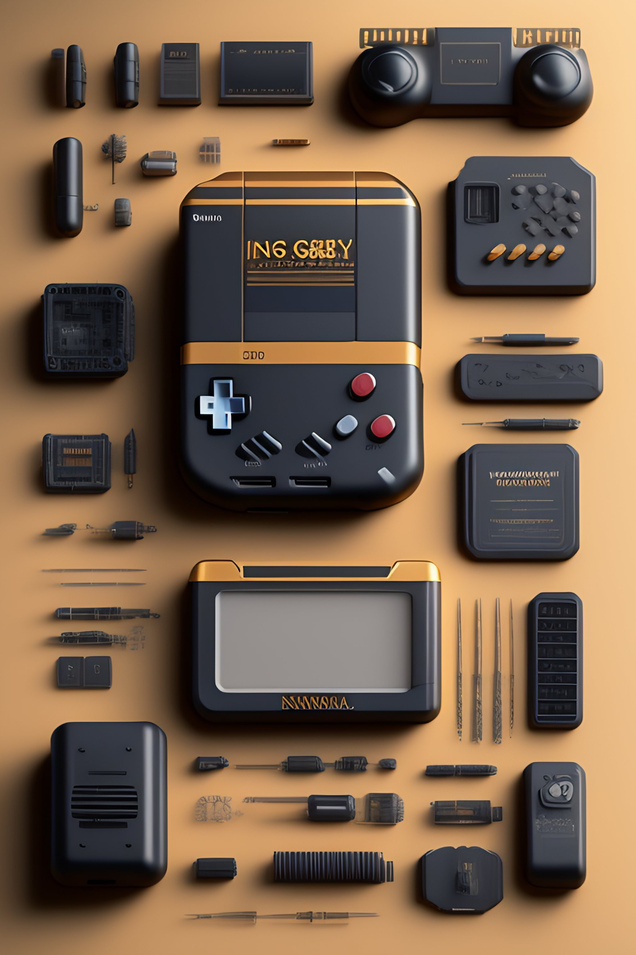 Lexica - Game boy, Costumes and props, Knolling, Knolling layout ...