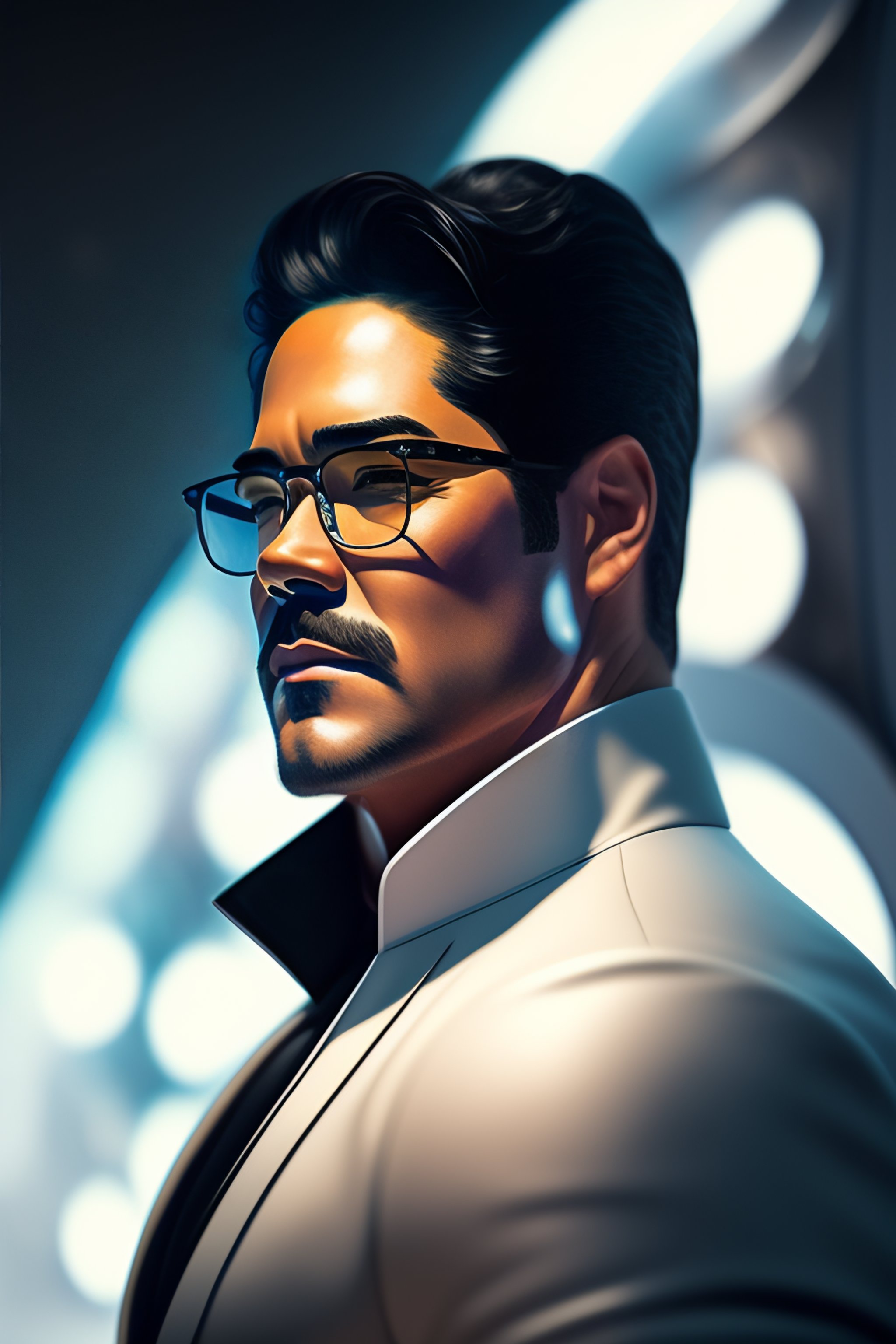 Lexica - Portrait of dean cain with black glasses white and black hair ...