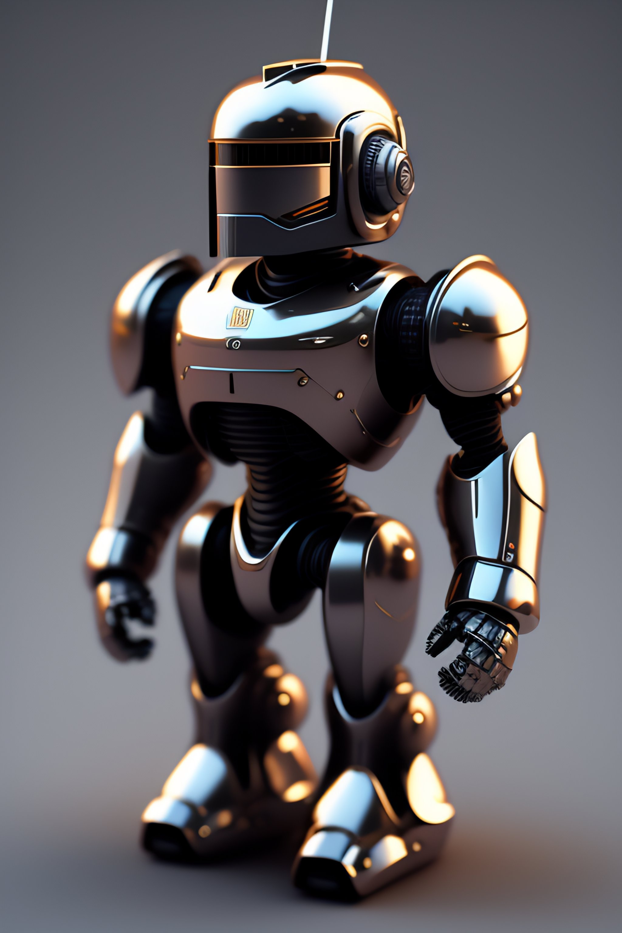 Lexica - Cute 3d render of toy art robocop holding a sword