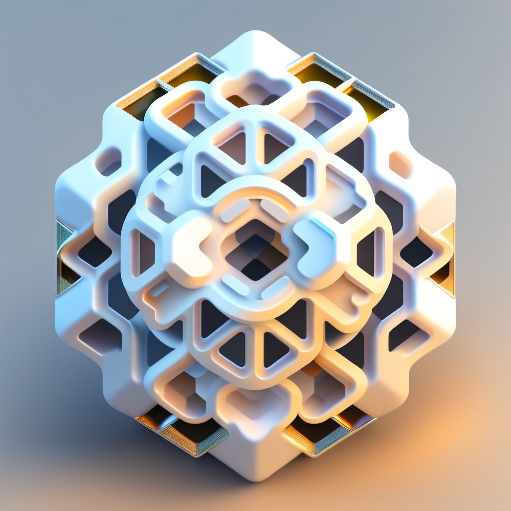 Lexica - White Symmetric Shapes, 3D isometric icon, Microscopic, 4 ...