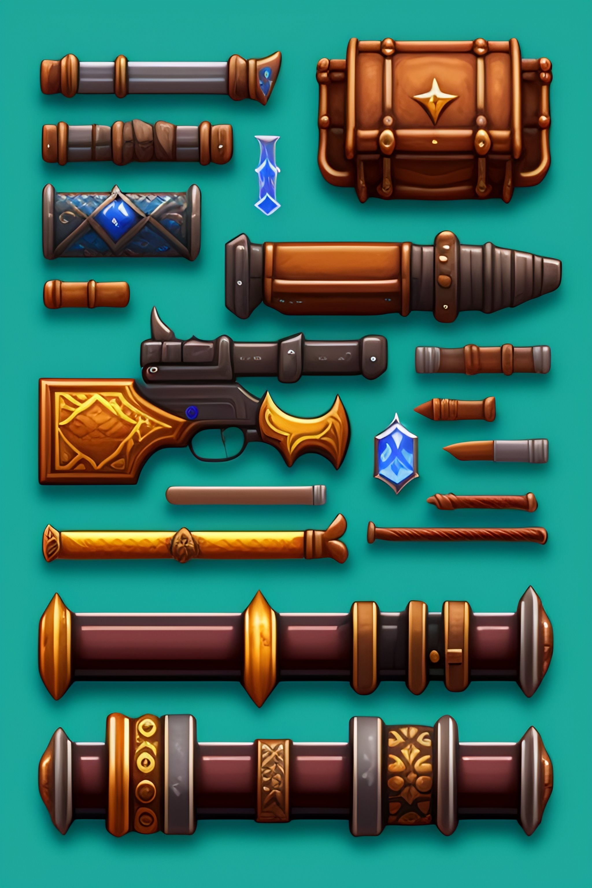 Lexica - Game rpg spritesheet of magic weapons artifacts