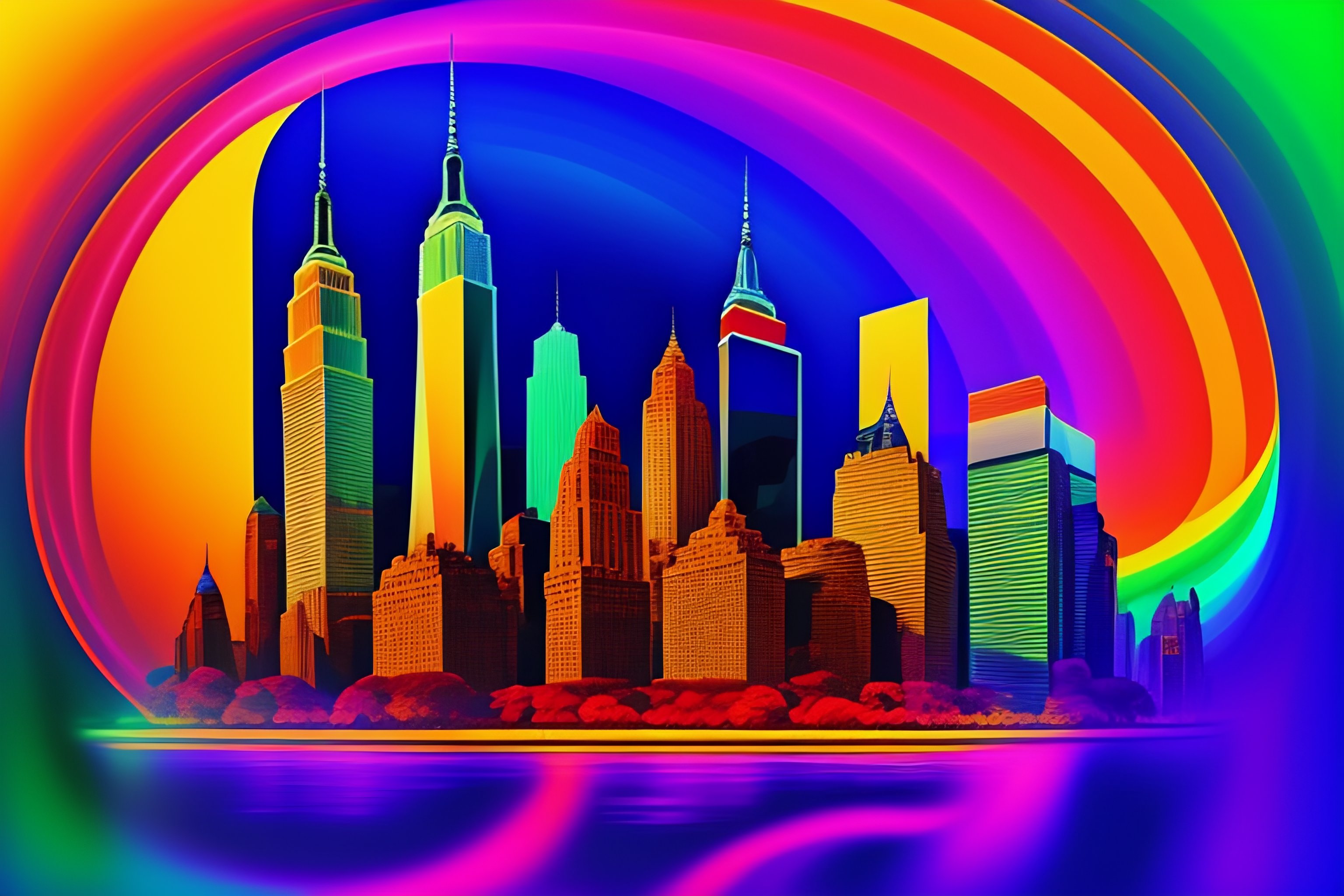 Lexica - New York in capital letters with psychedelic colors