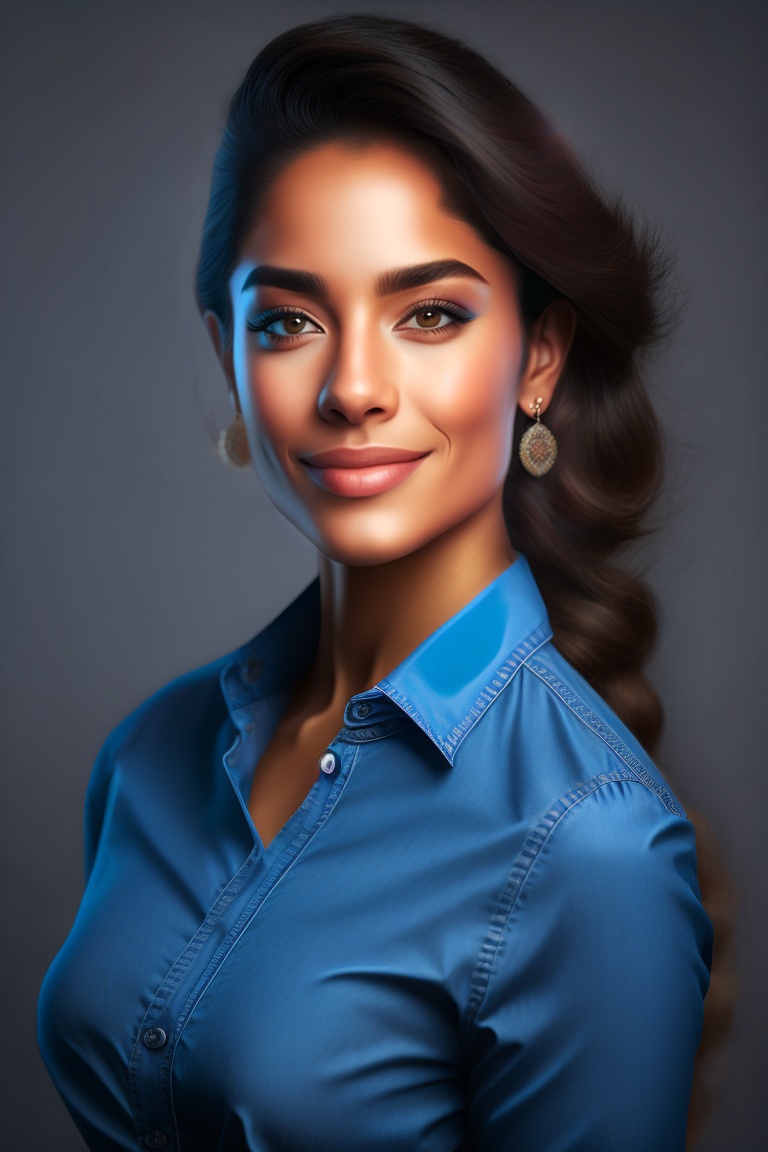 Lexica - Pretty woman,latin America, dressed in blue shirt, portrait ...