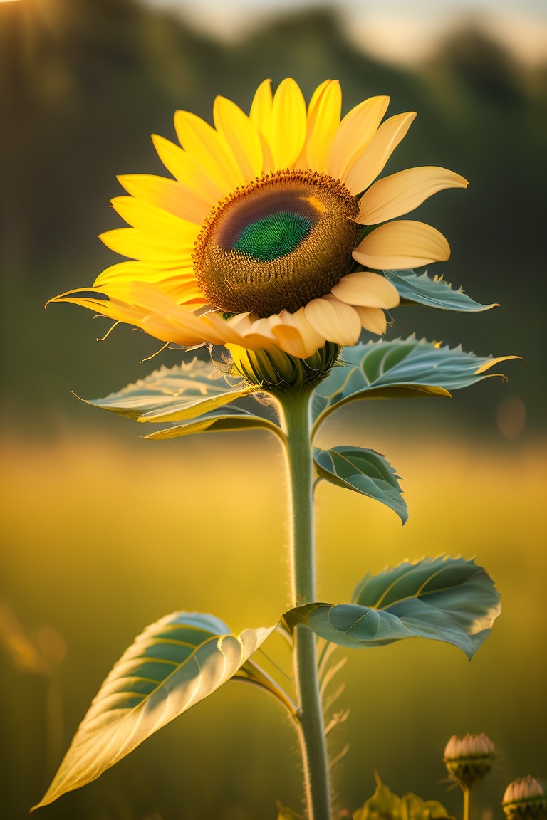 Lexica - In a lush green meadow stood a magnificent sunflower named ...