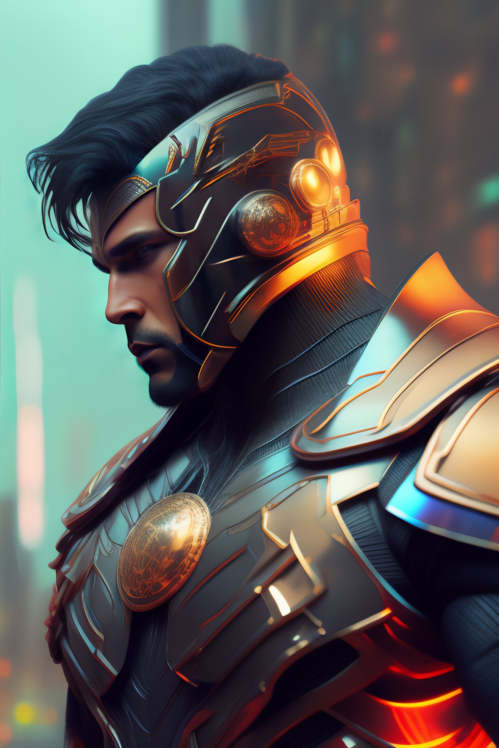 Lexica - Potrait of a cyberpunk muscular Superman armour made of black ...