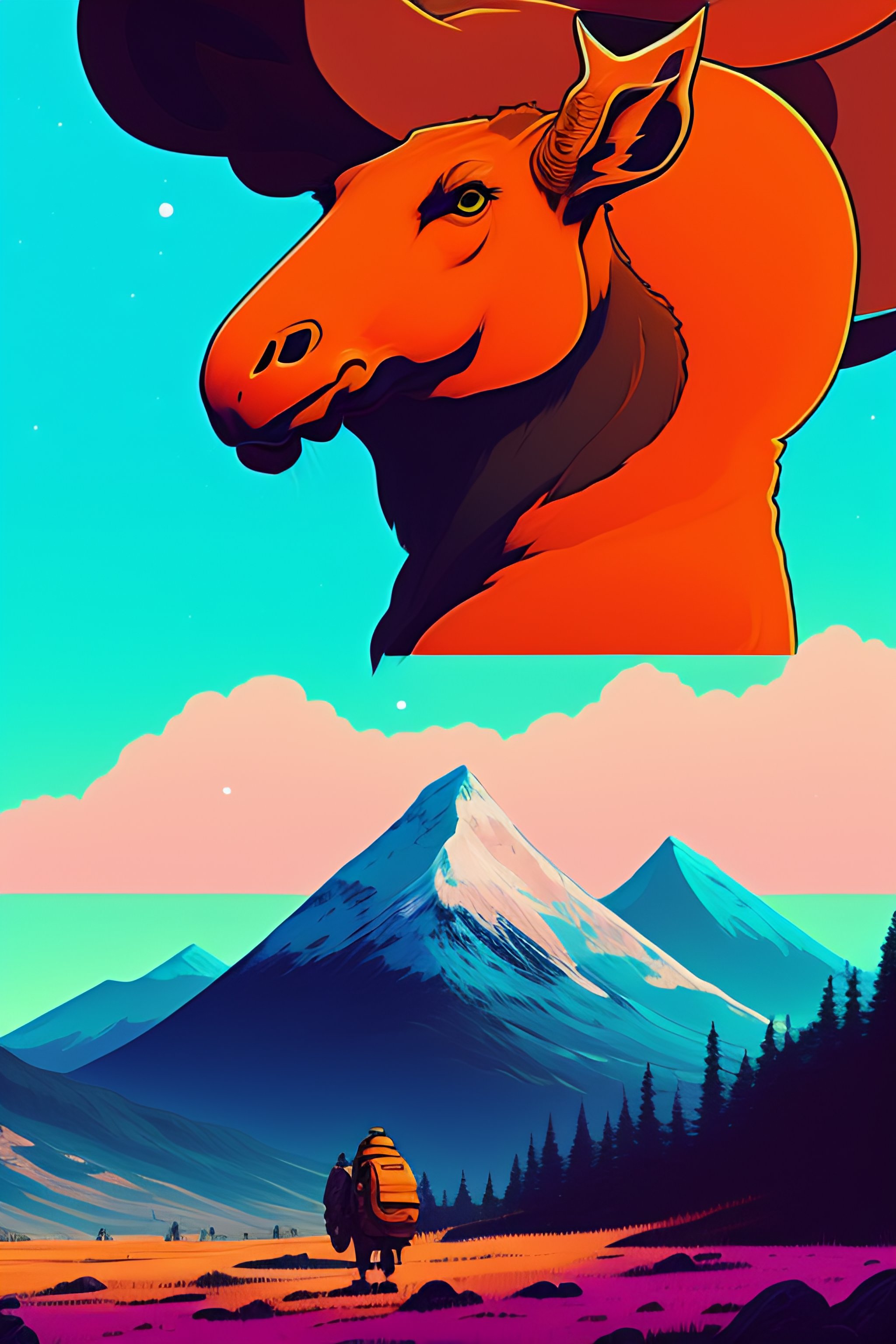 Lexica - Photo of a moose monster in the space, style of laurie ...