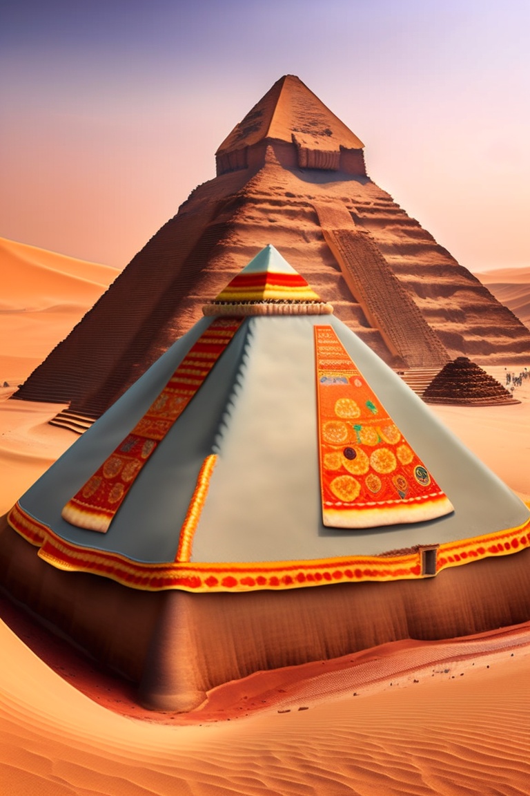 Lexica - A very advanced machine, which is making a pyramid of pizza ...