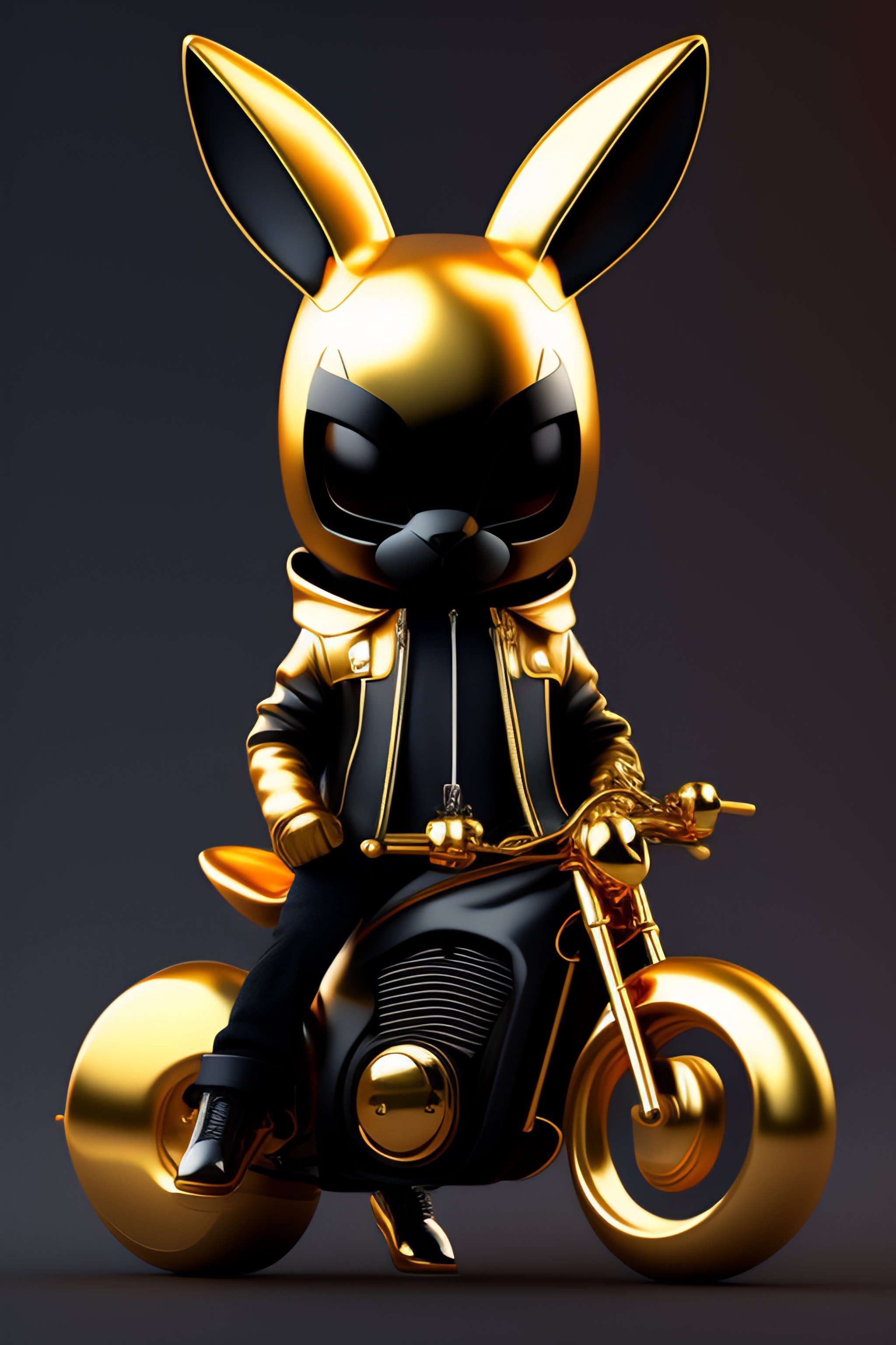 Lexica - Cartoon Black Humanoid Rabbit with large white eyes leather ...