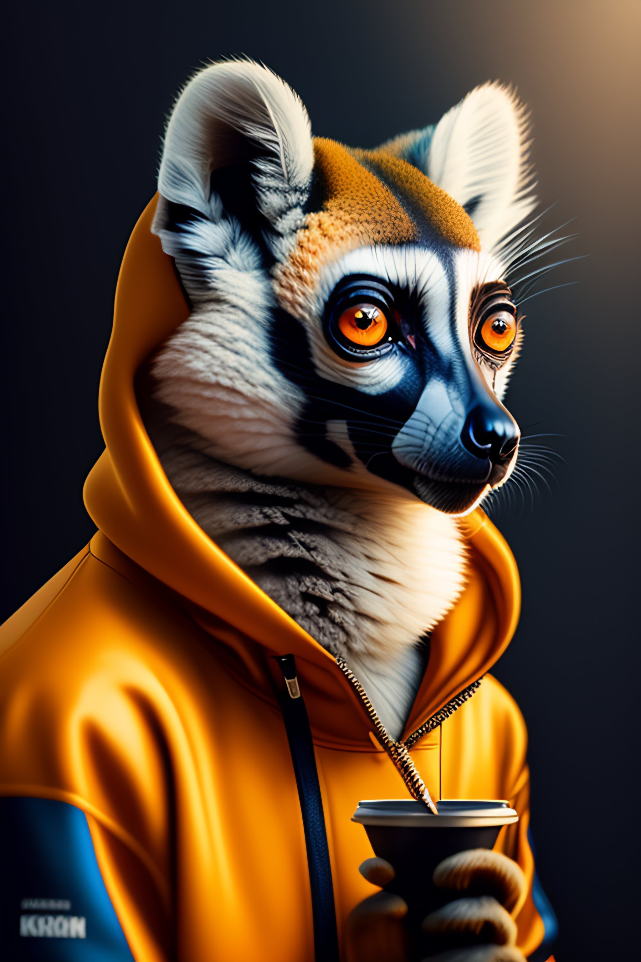 Lexica - Portrait of a lemur smoking a blunt wearing a track suit ...