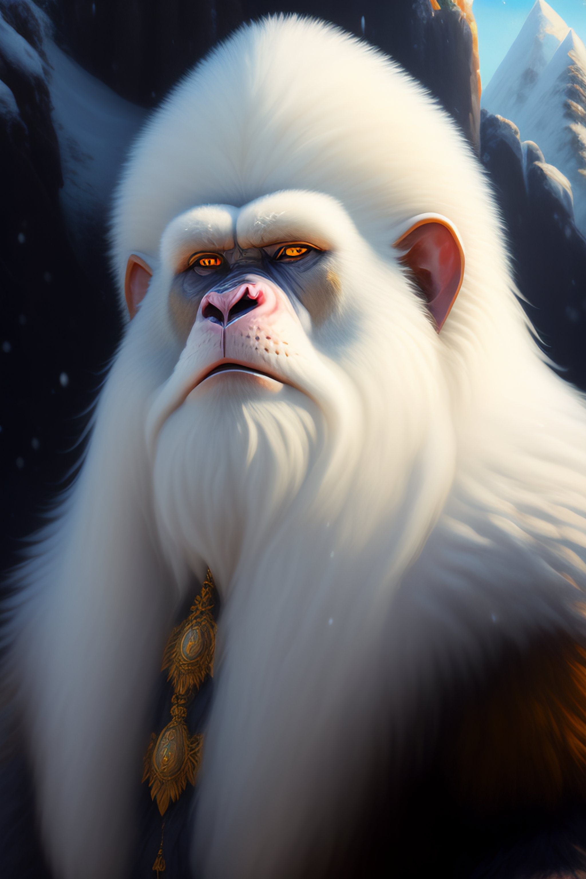 Lexica - Oil painting of a yeti, a white snow primate, in style of ivan ...