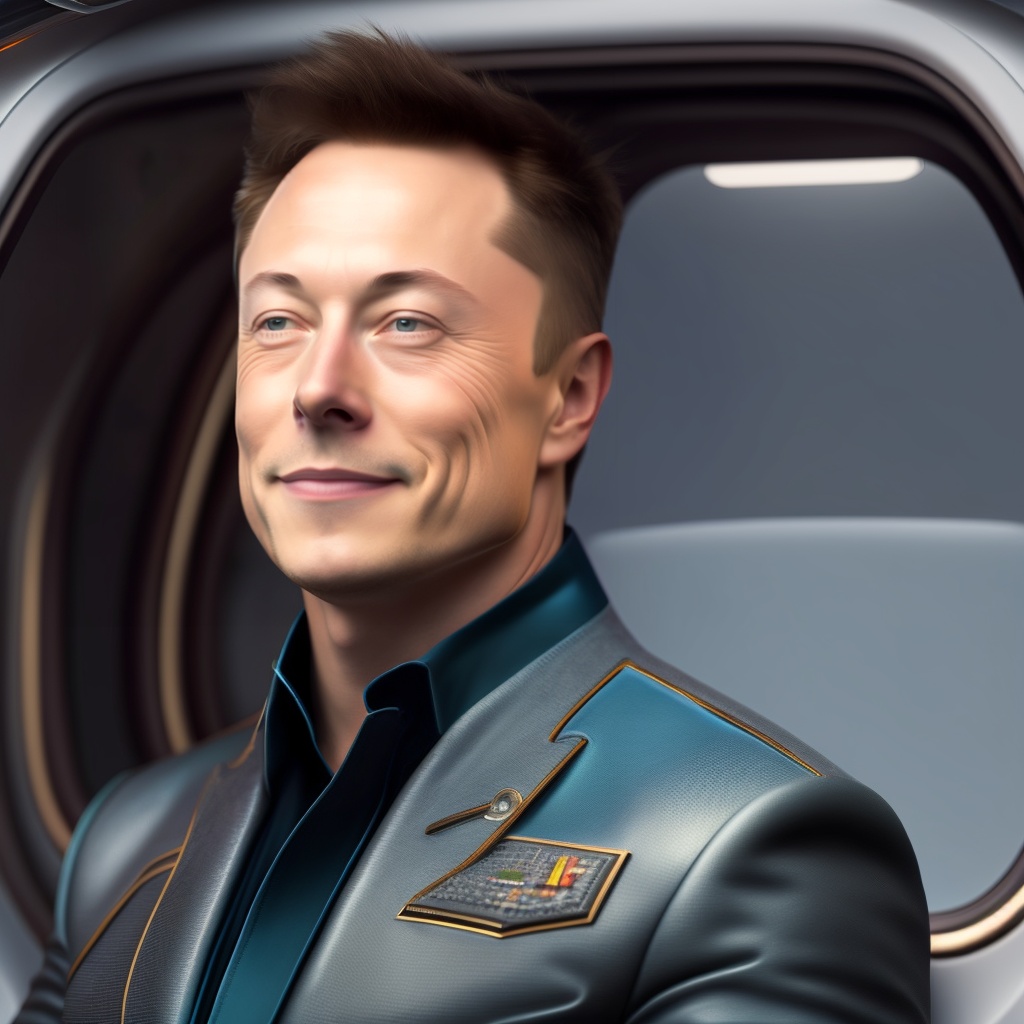 Lexica - Elon musk wearing a futurıstıc dress in spaceship , zkelon