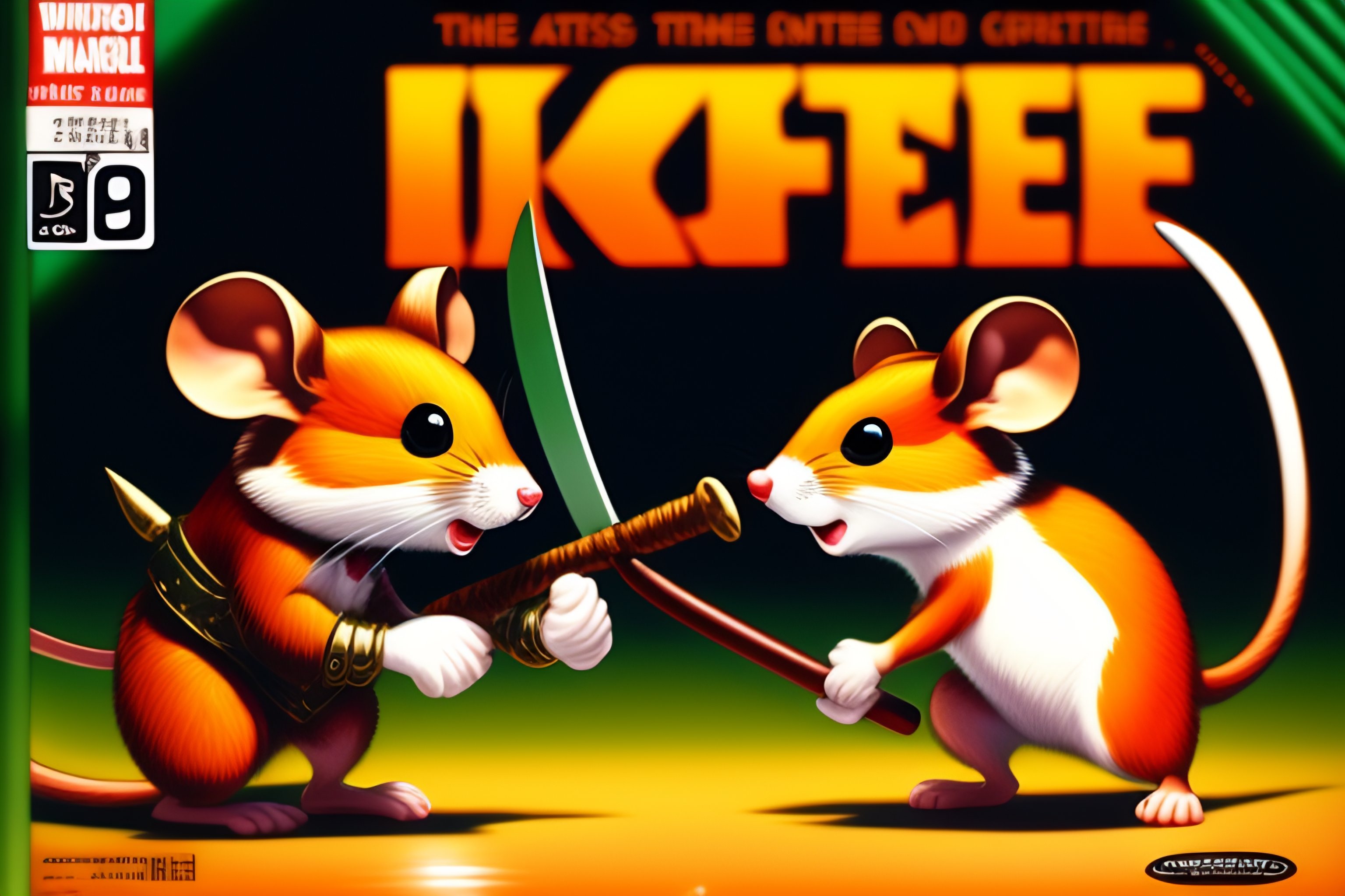 Lexica - The Mouse with melee weapons fight eachover on Manga Book Cover