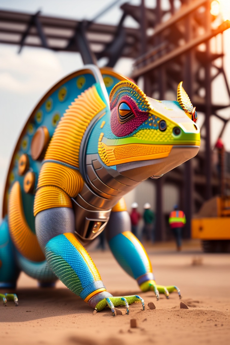 Lexica - A metal chameleon with maximum detail, cinematic, is located ...