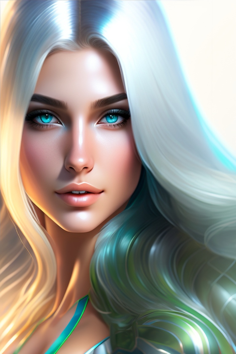 Lexica Beautiful Girl Face Silver Long Hair Blue Eyes Perfect Slim Body Marvel Comics