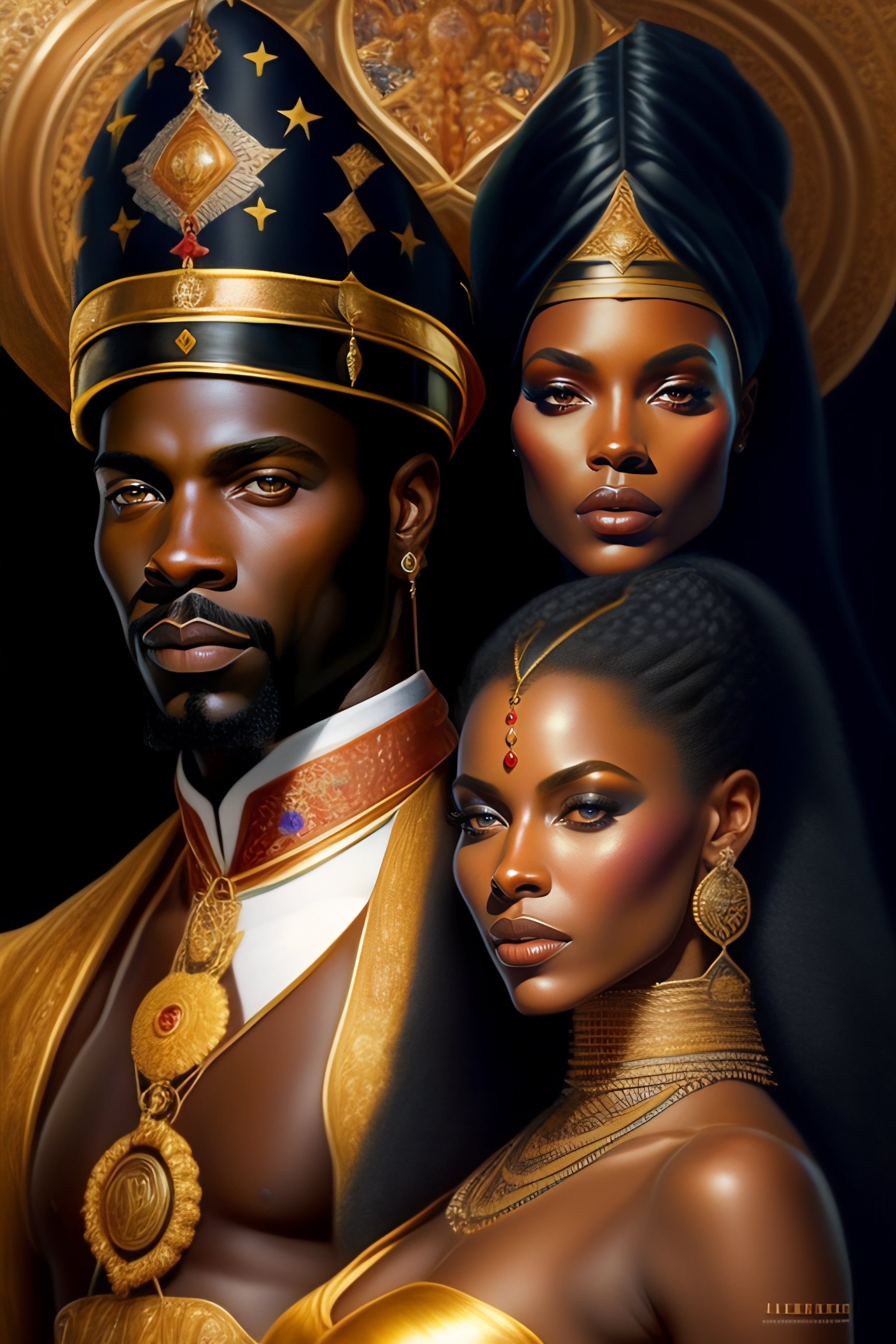 Lexica - Photorealistic painting of a black moorish king standing ...