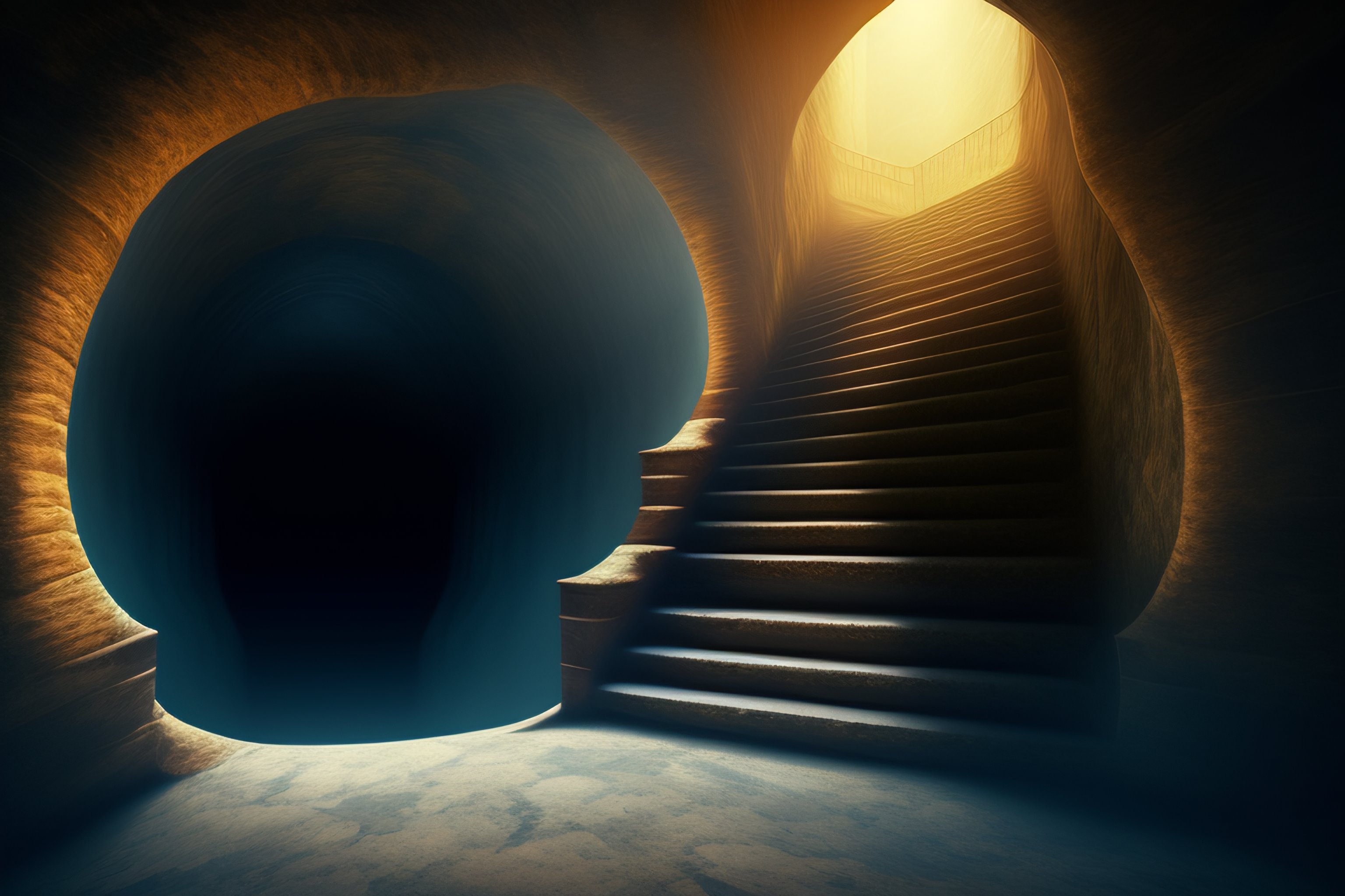 Lexica - Stairs lead down into the depths. you see a corridor with many ...