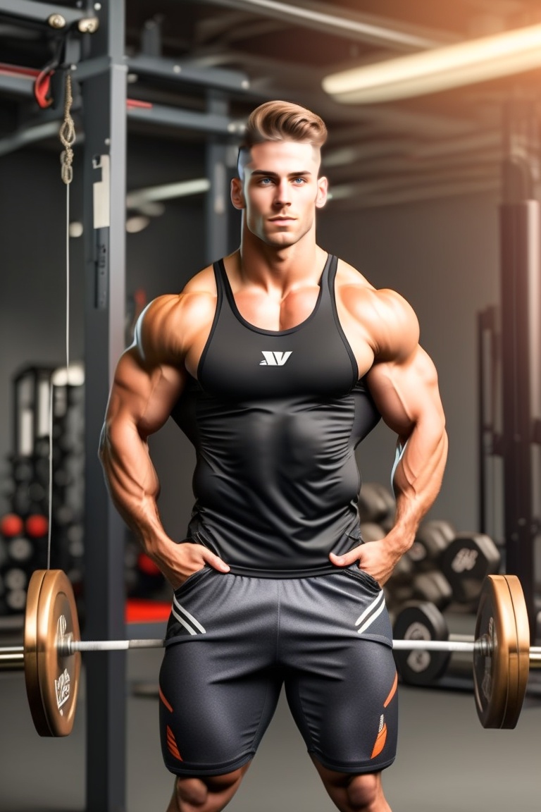 Lexica - Boy working out in gym, chest workout, sweating, wearing black ...