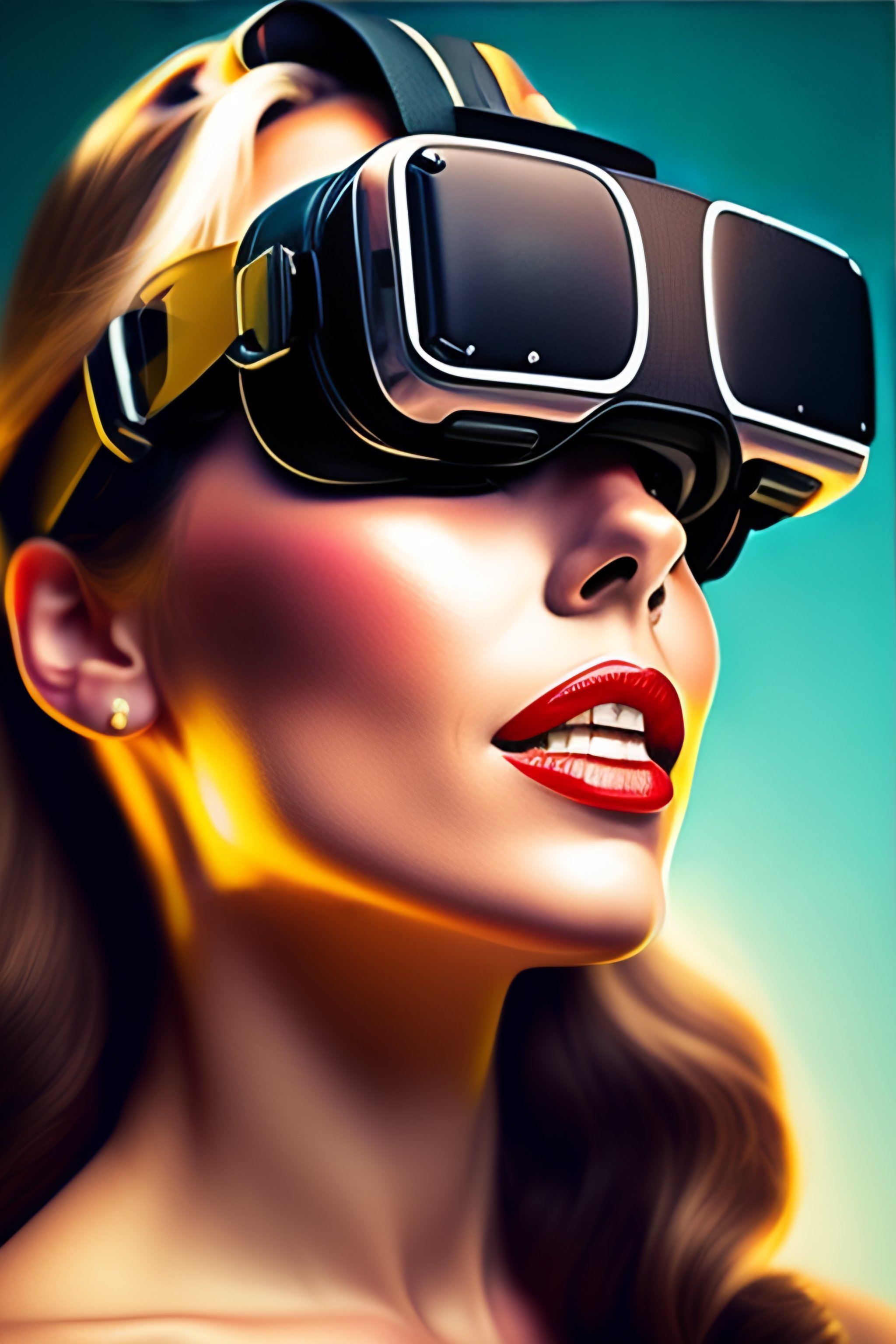 Lexica Portrait Of Full Body Pin Up Girl With Virtual Reality Headset