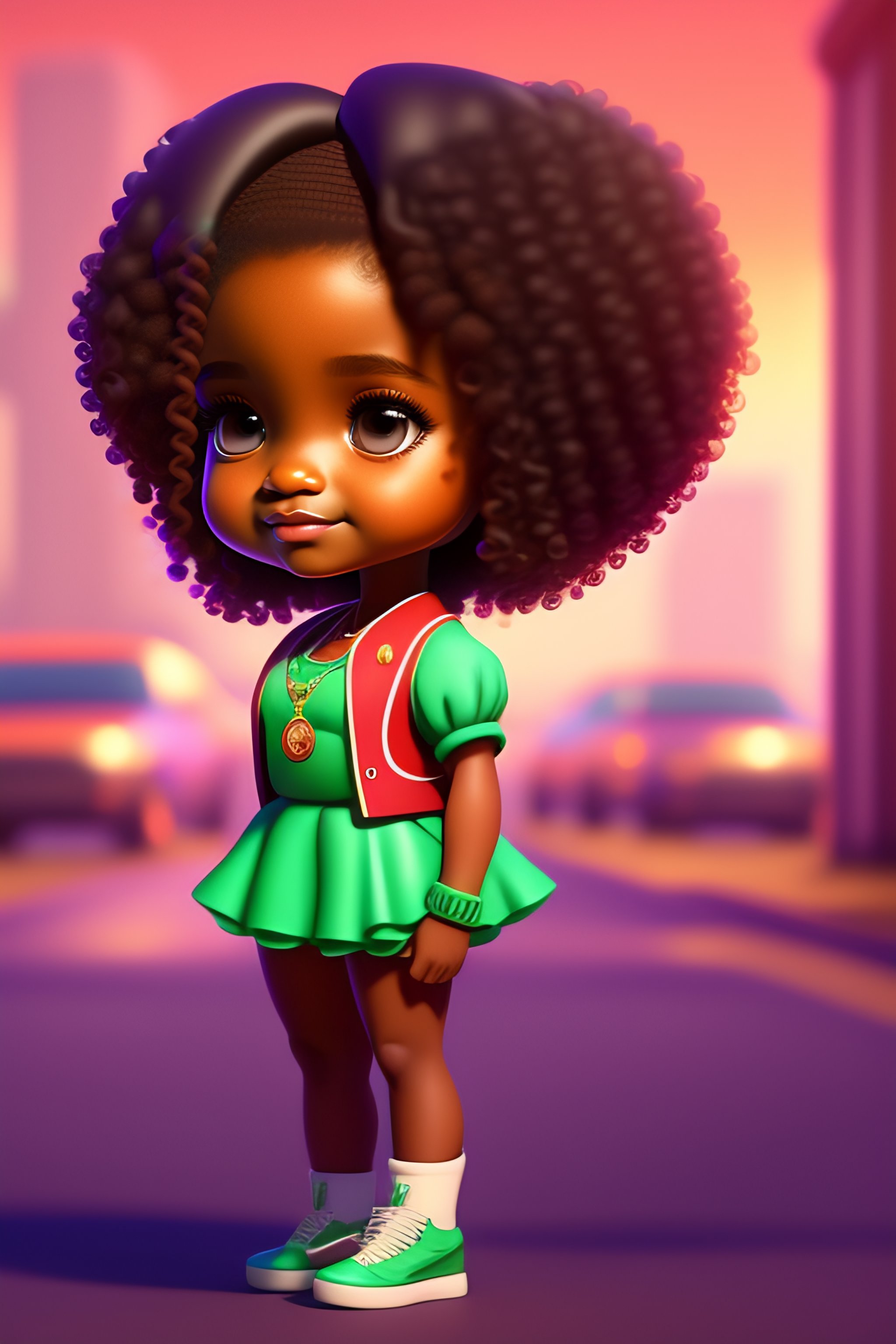 Lexica - Brown skin Alpha Kappa Alpha, little girl, standing, afro hair ...