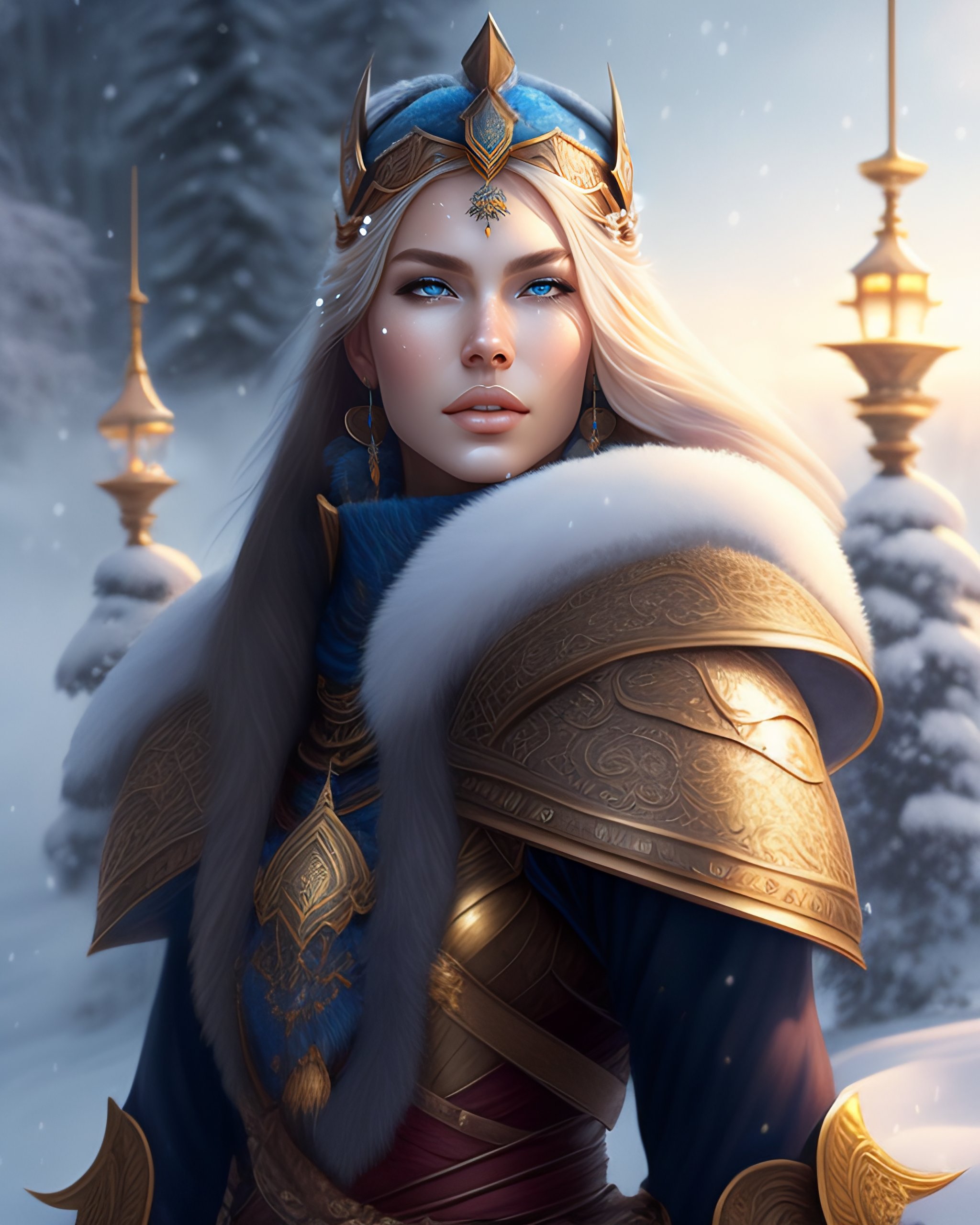 Lexica - Azure viking warrior, regal, elegant, winter, snow, beautiful ...