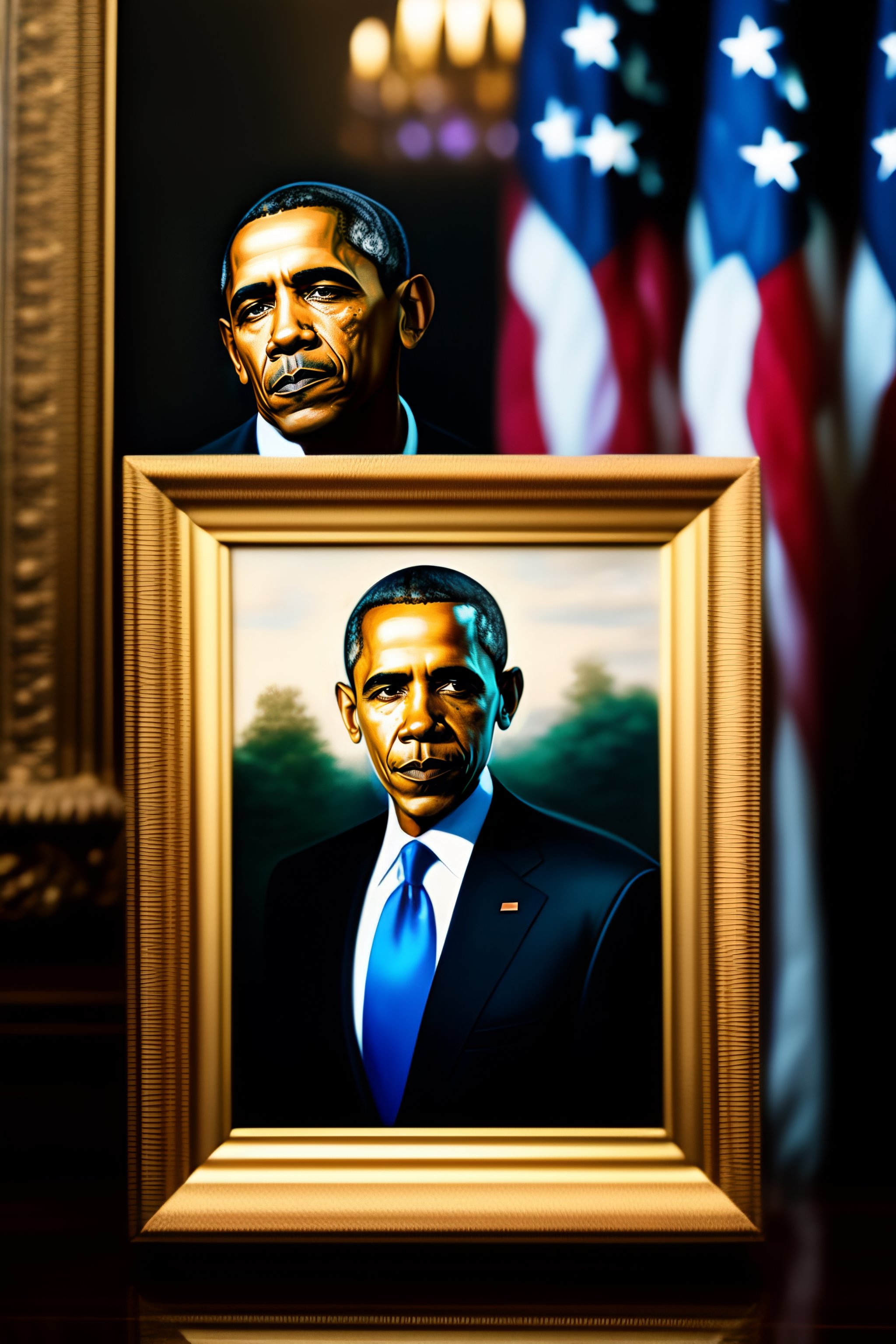 Lexica - Portrait of obama holding a gun